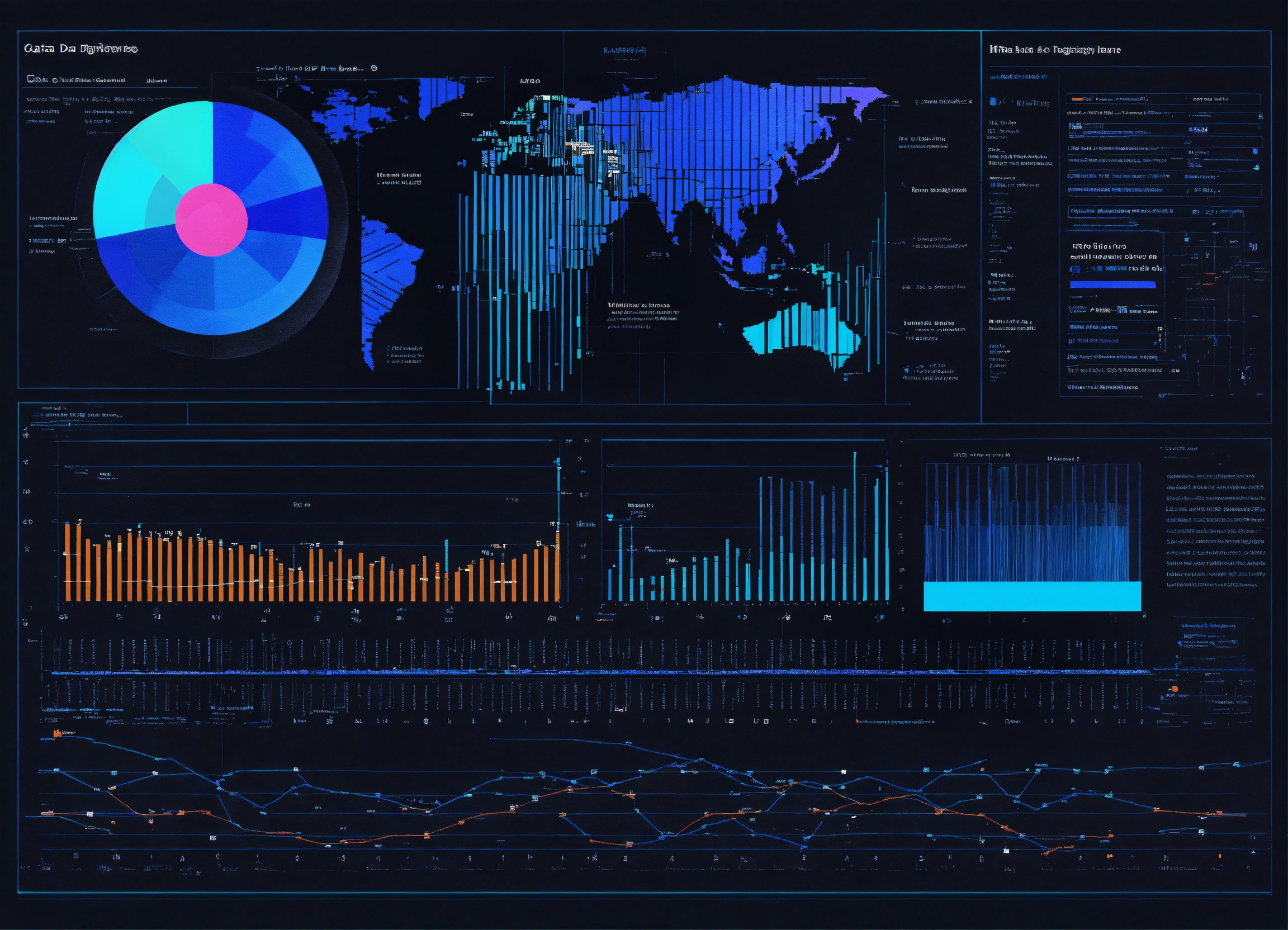 Lexica - Graphic design with data, on a black background, ultramarine color