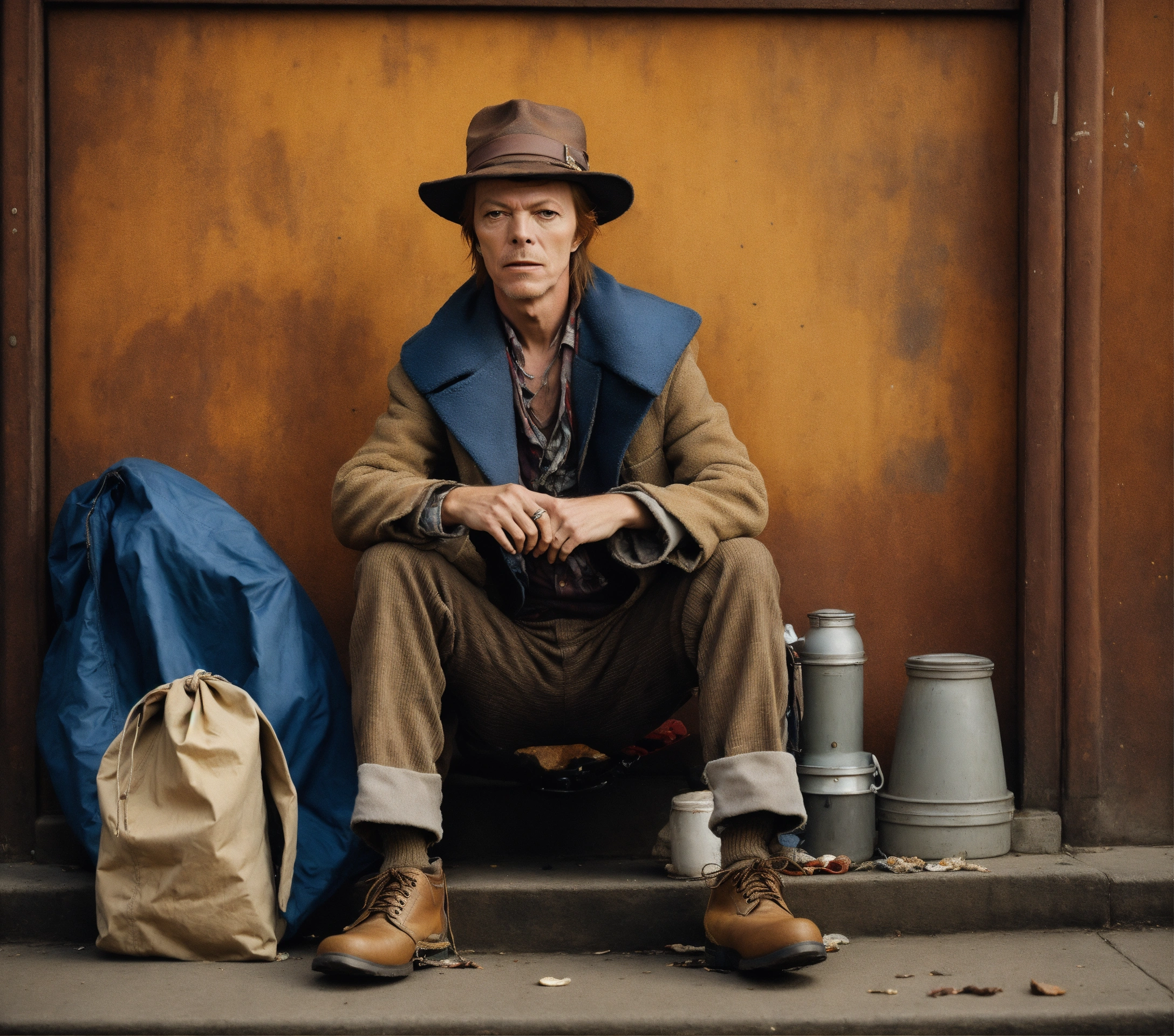 Lexica - Portrait of David bowie as a stereotypical hobo, complete with ...