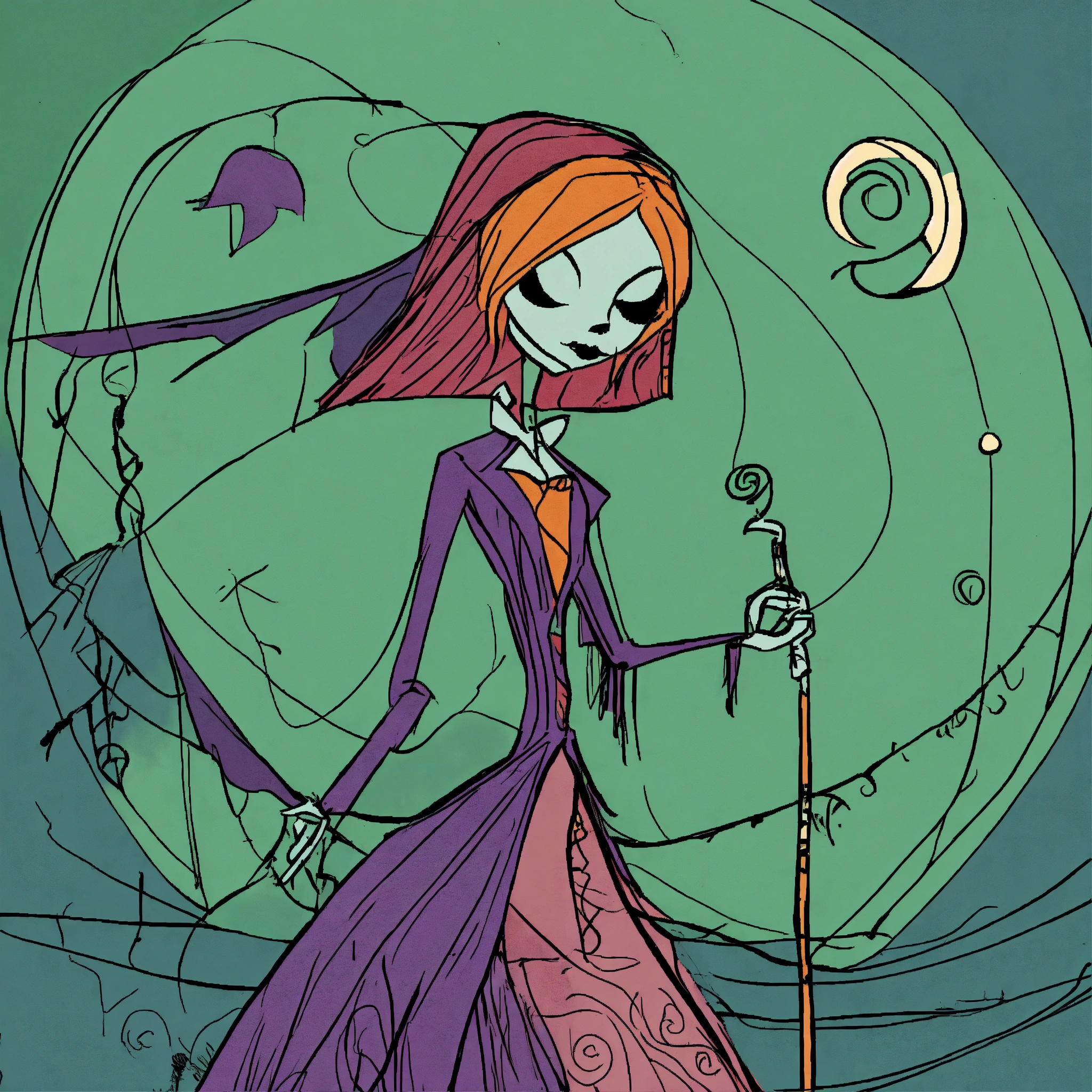 Lexica - Minimalistic painting of sally from nightmare before christmas ...