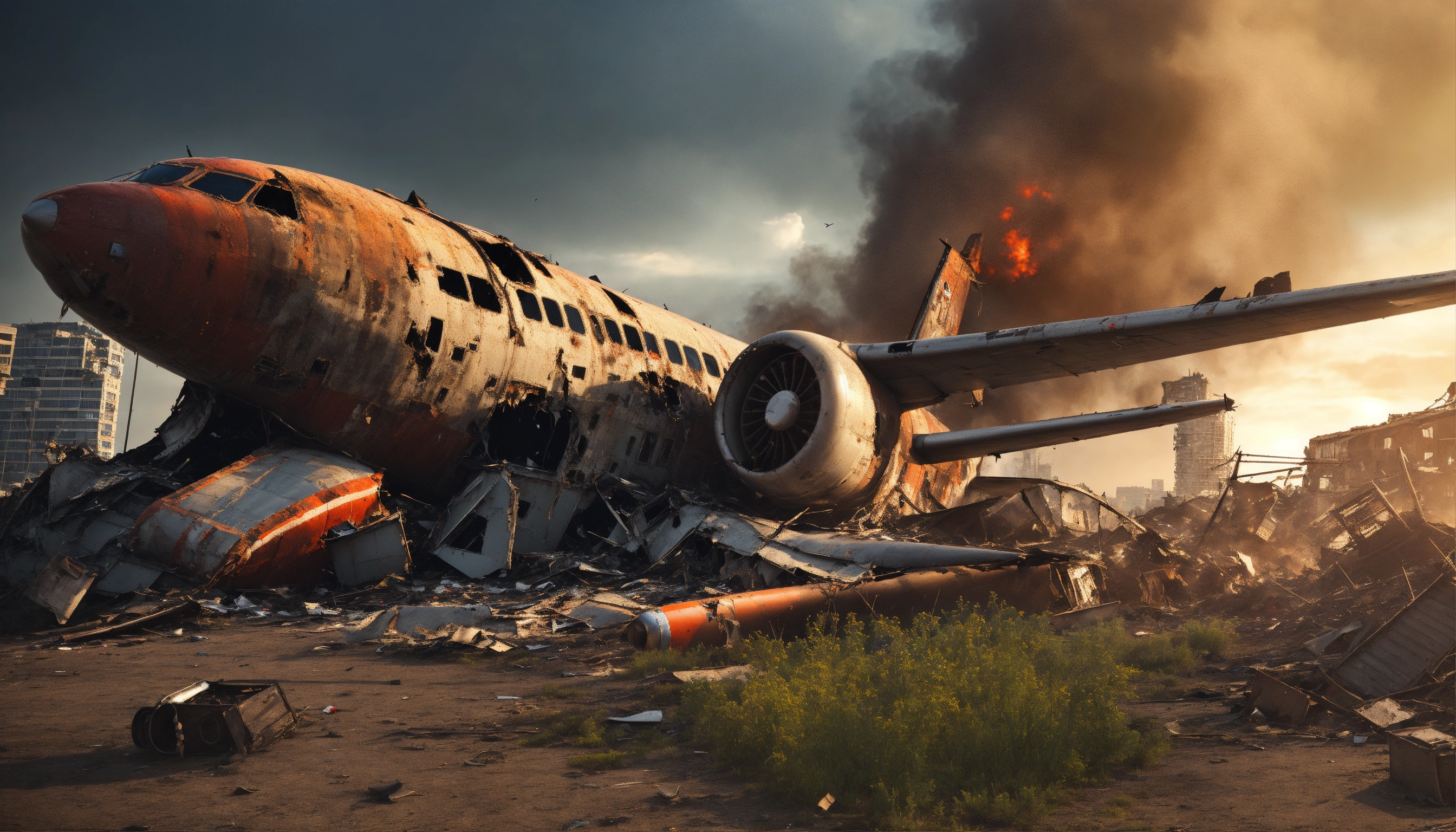 Lexica - Post apocalypse crashed passenger plane in city