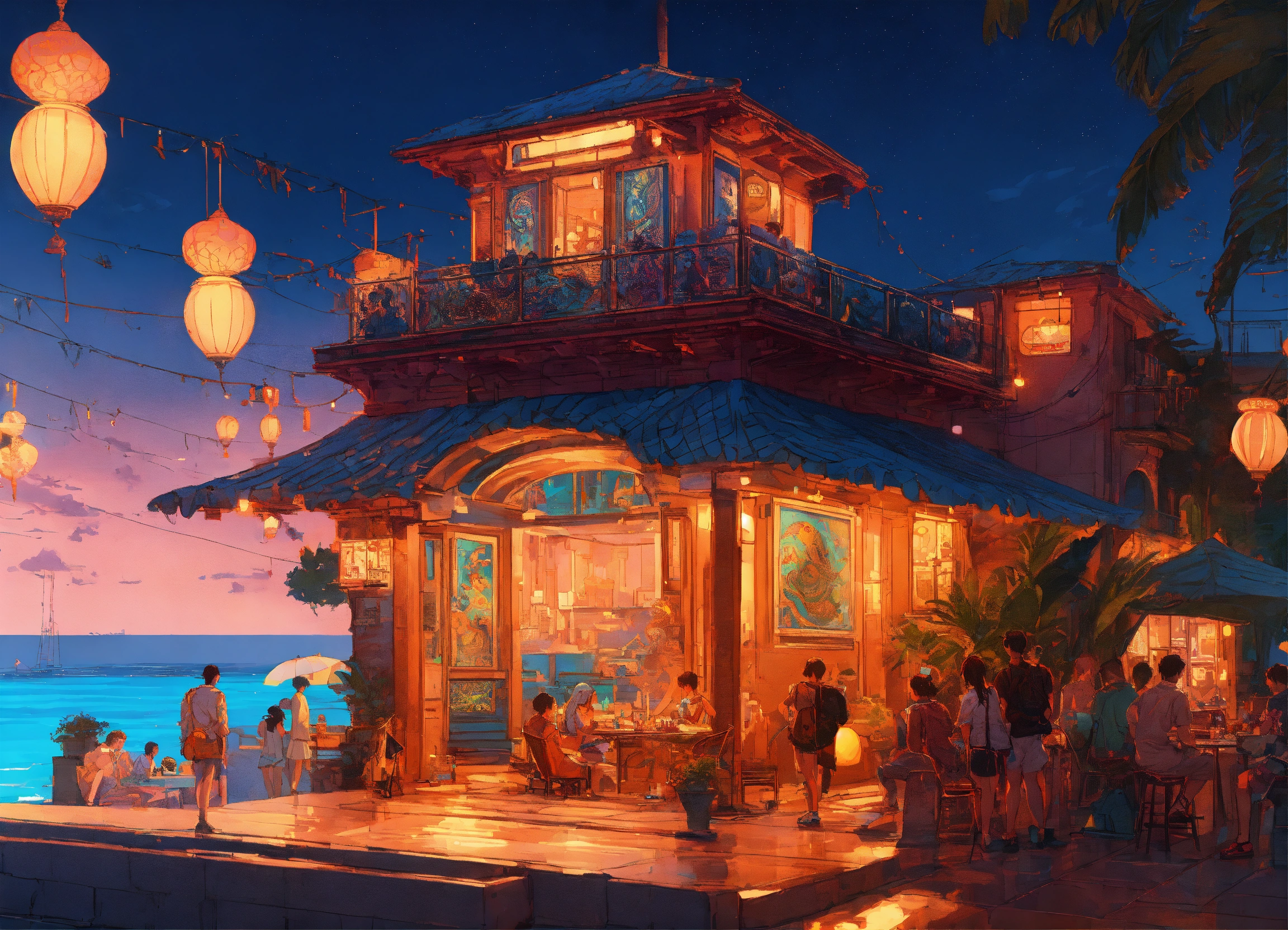 Lexica - Ancient Rich Fantasy ocean city, grecian architecture, blue ...