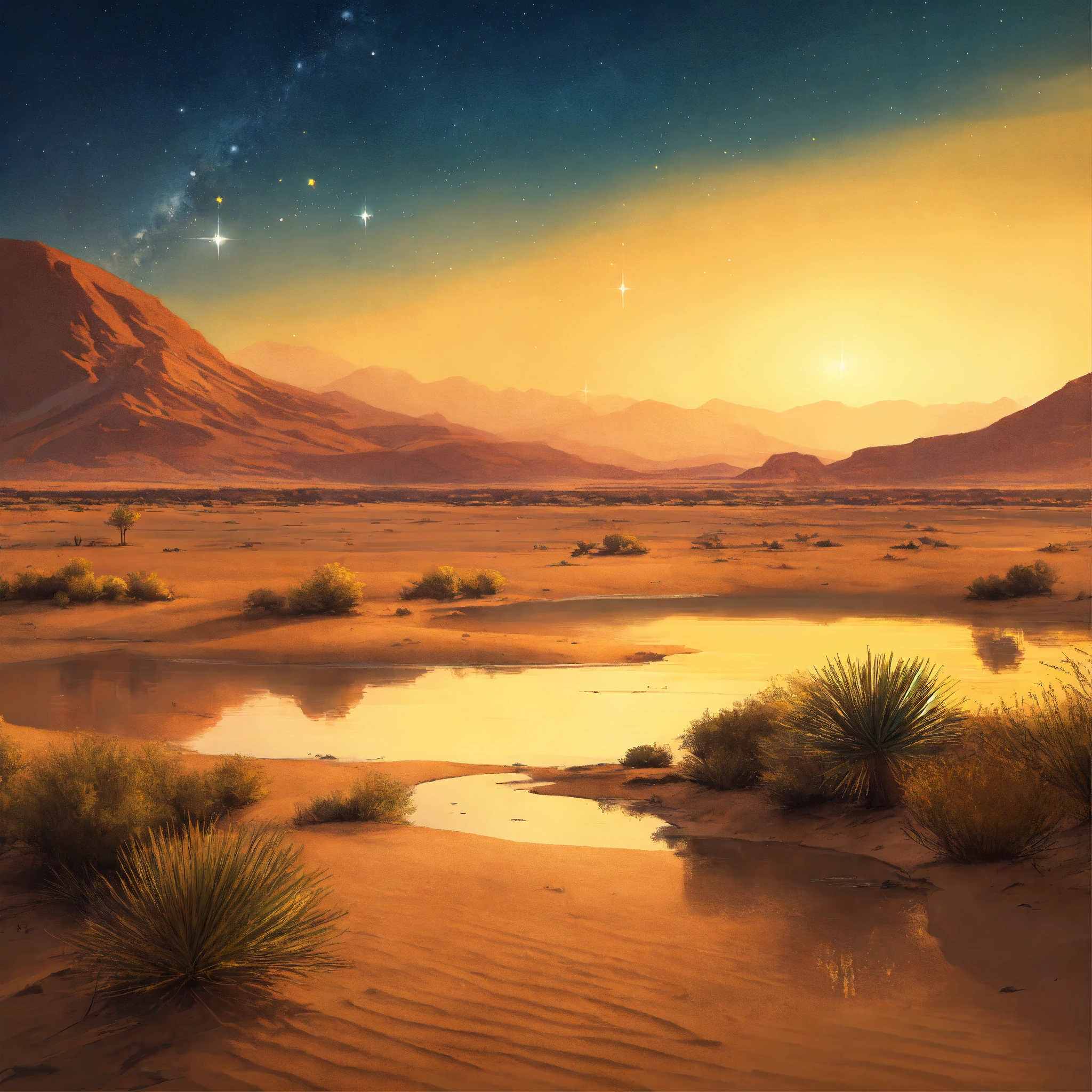 Lexica - A wallpaper painting of a barren desert landscape with an ...