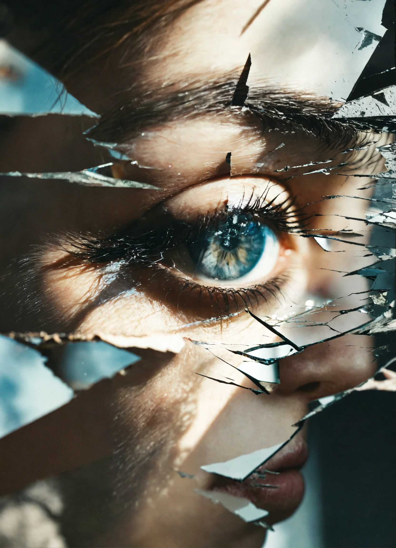 Lexica - Double Exposure photo, featuring eye, shattered mirror effect ...