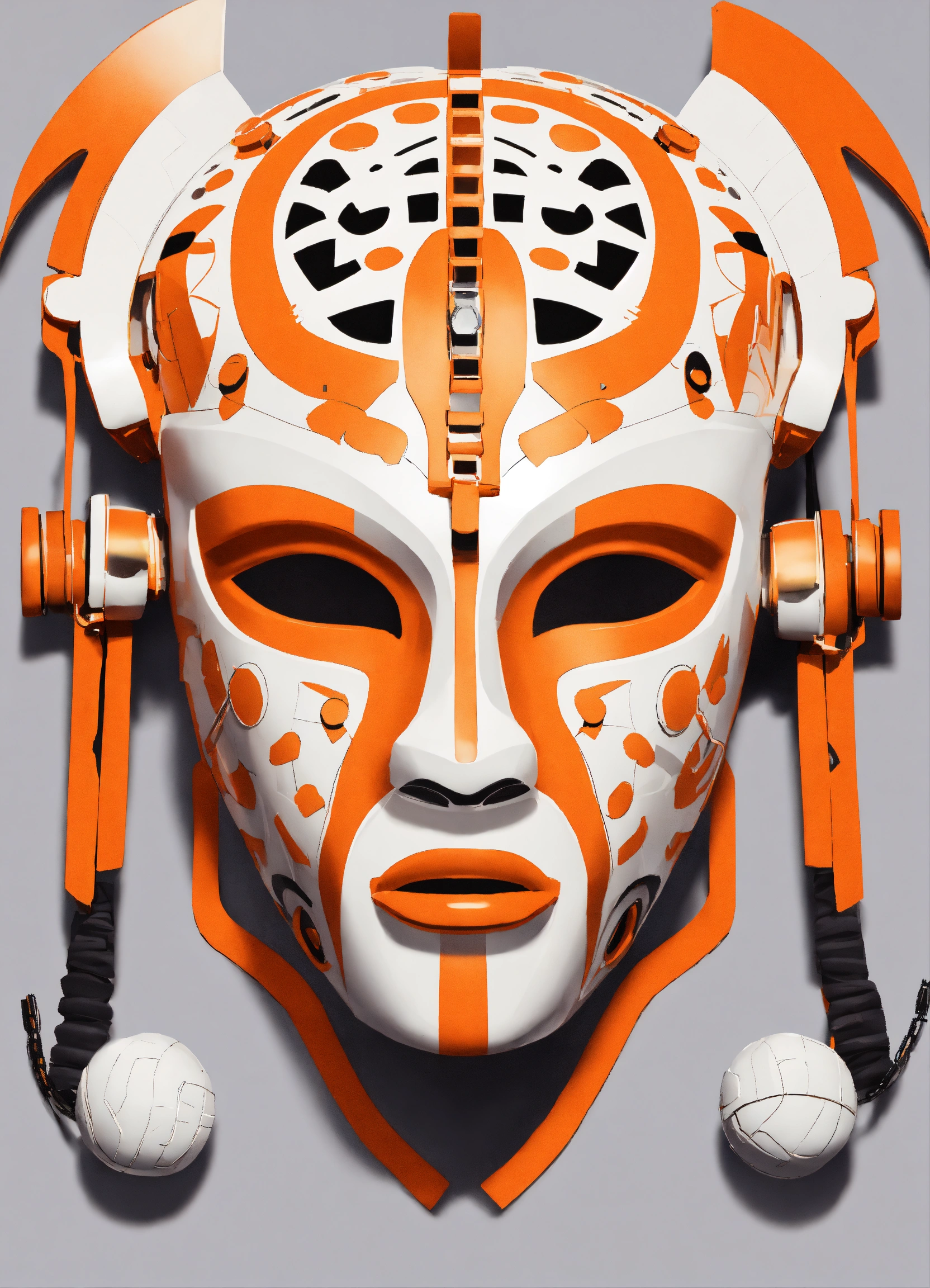 Lexica - Ixchel Mayan deity mask. White and orange Jaguar robot goddess ...