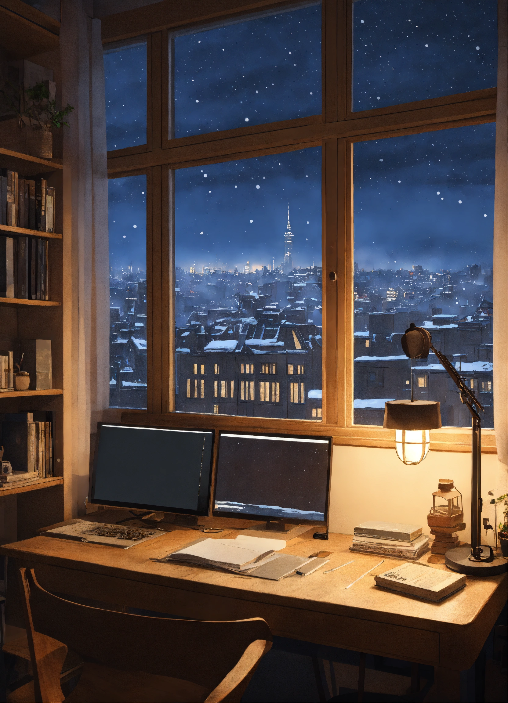 Lexica - Study room in apartment stockholm, studio ghibli, centered ...