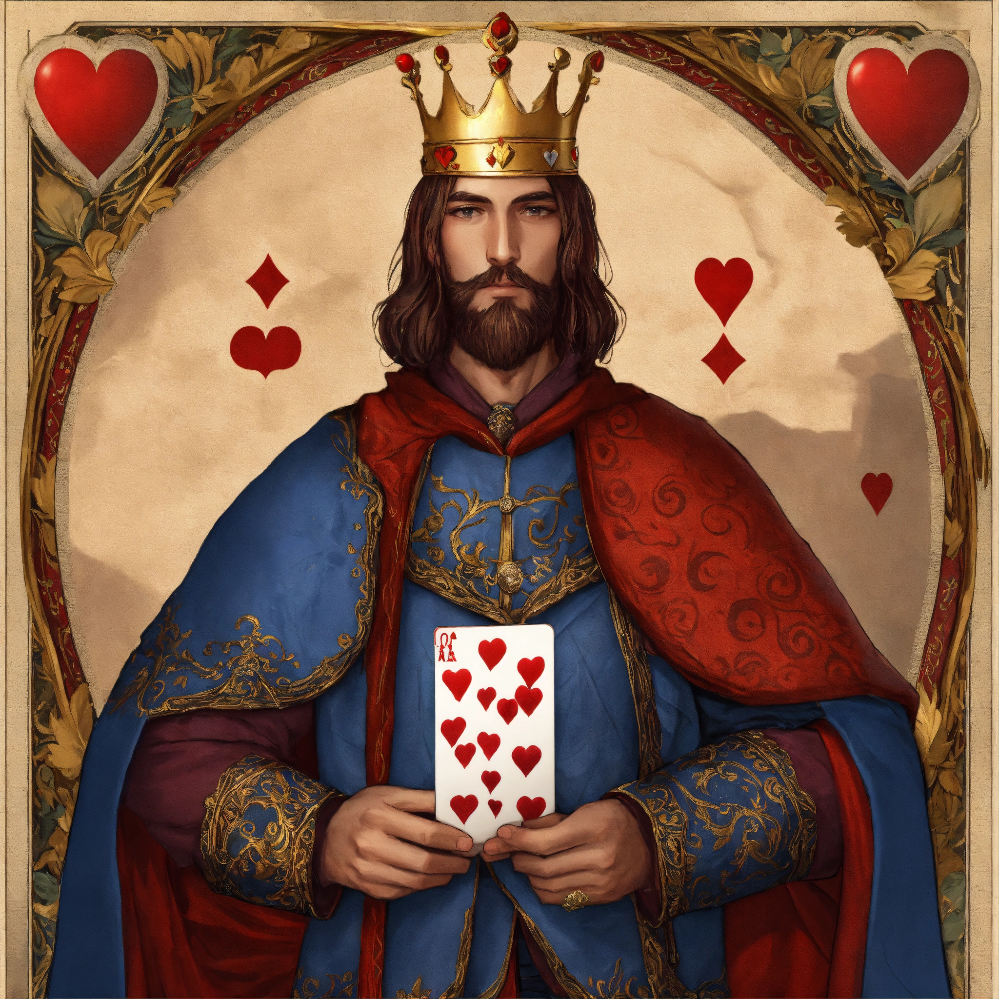 Lexica - Medieval fantasy king with a fancy robe holding a deck of ...