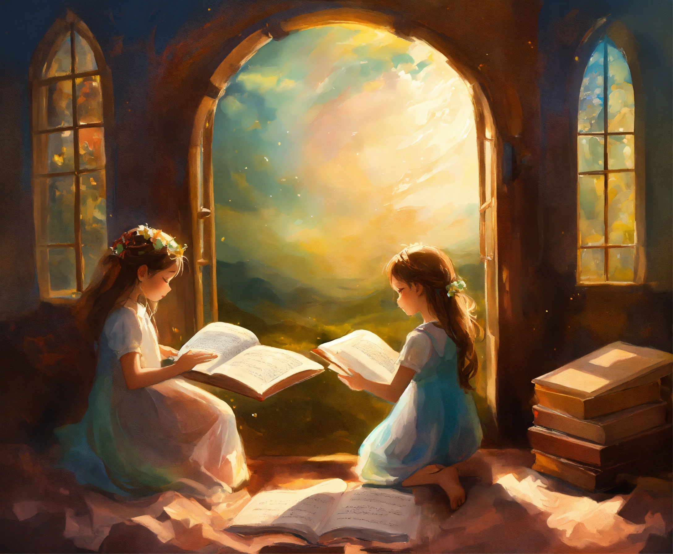 Lexica - Two little five-year-old girls are studying Torah and there ...