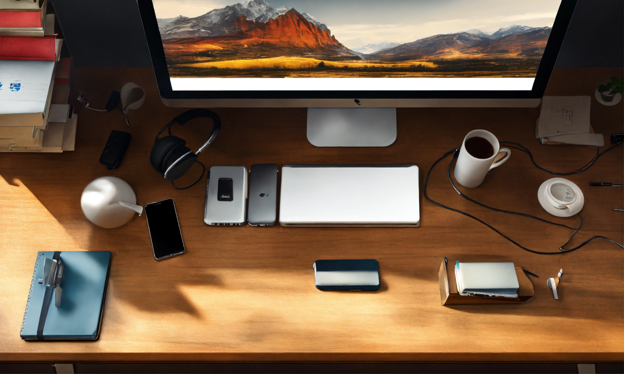 Lexica - Close up of empty desk hyper realistic view from top Top view ...