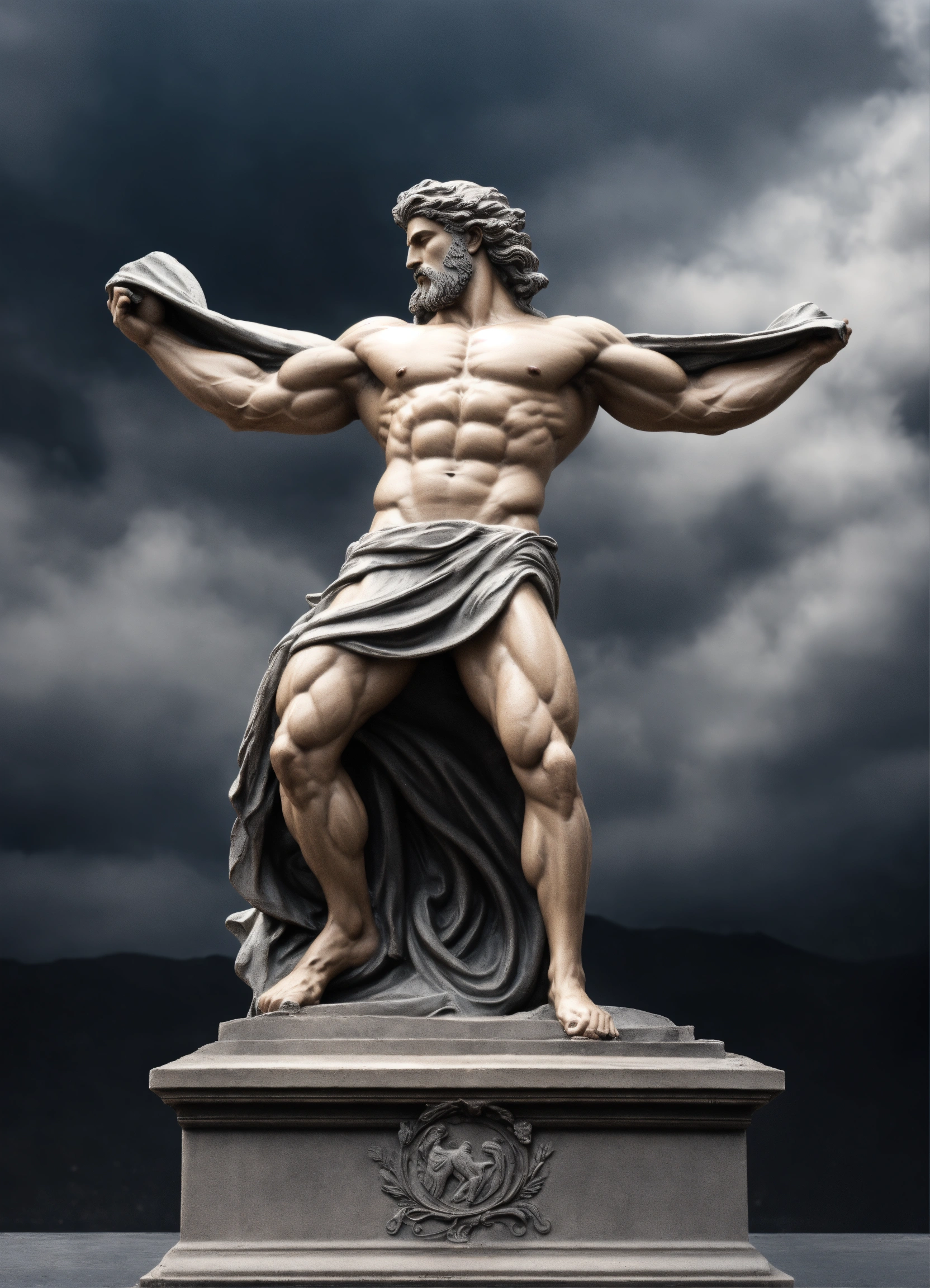 Lexica - A Statue from a muscular Greek god Statue with a wavey middel ...