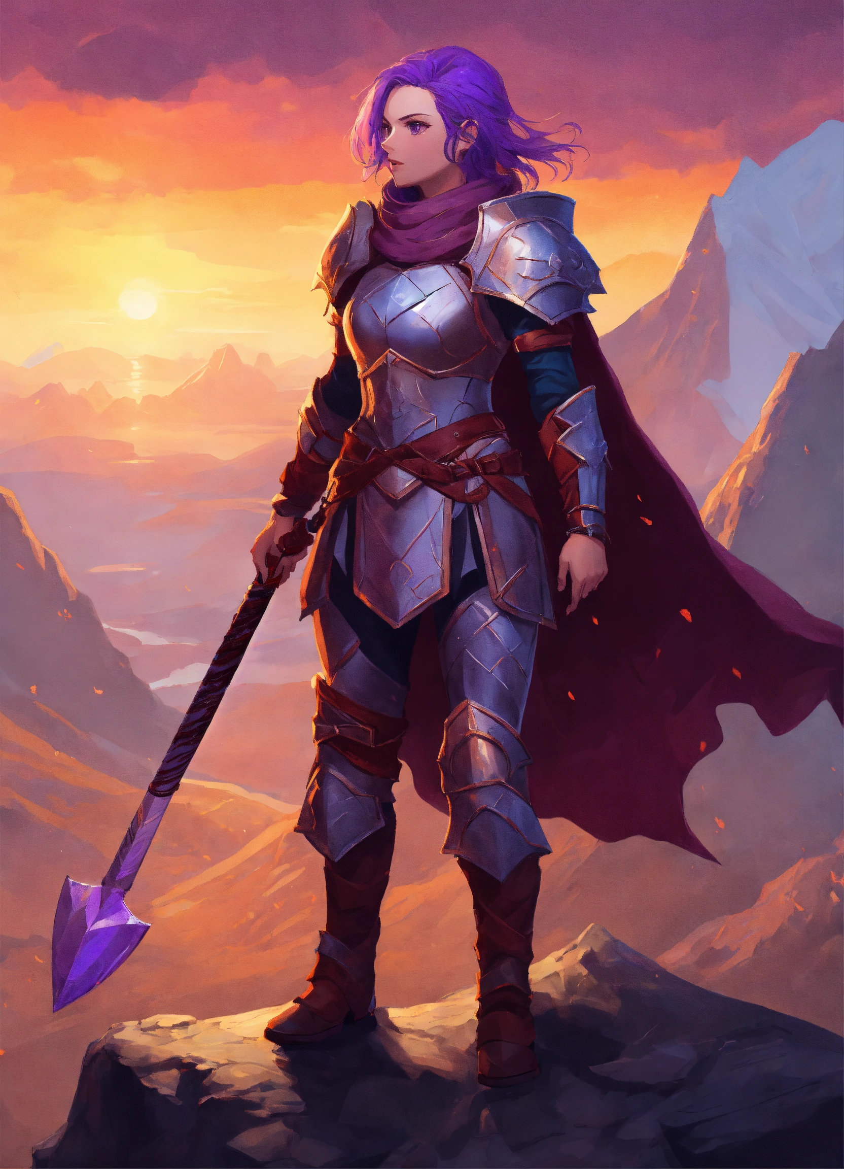 Lexica - Female short sturdy Dwarven Cleric, with purple hair, wearing ...