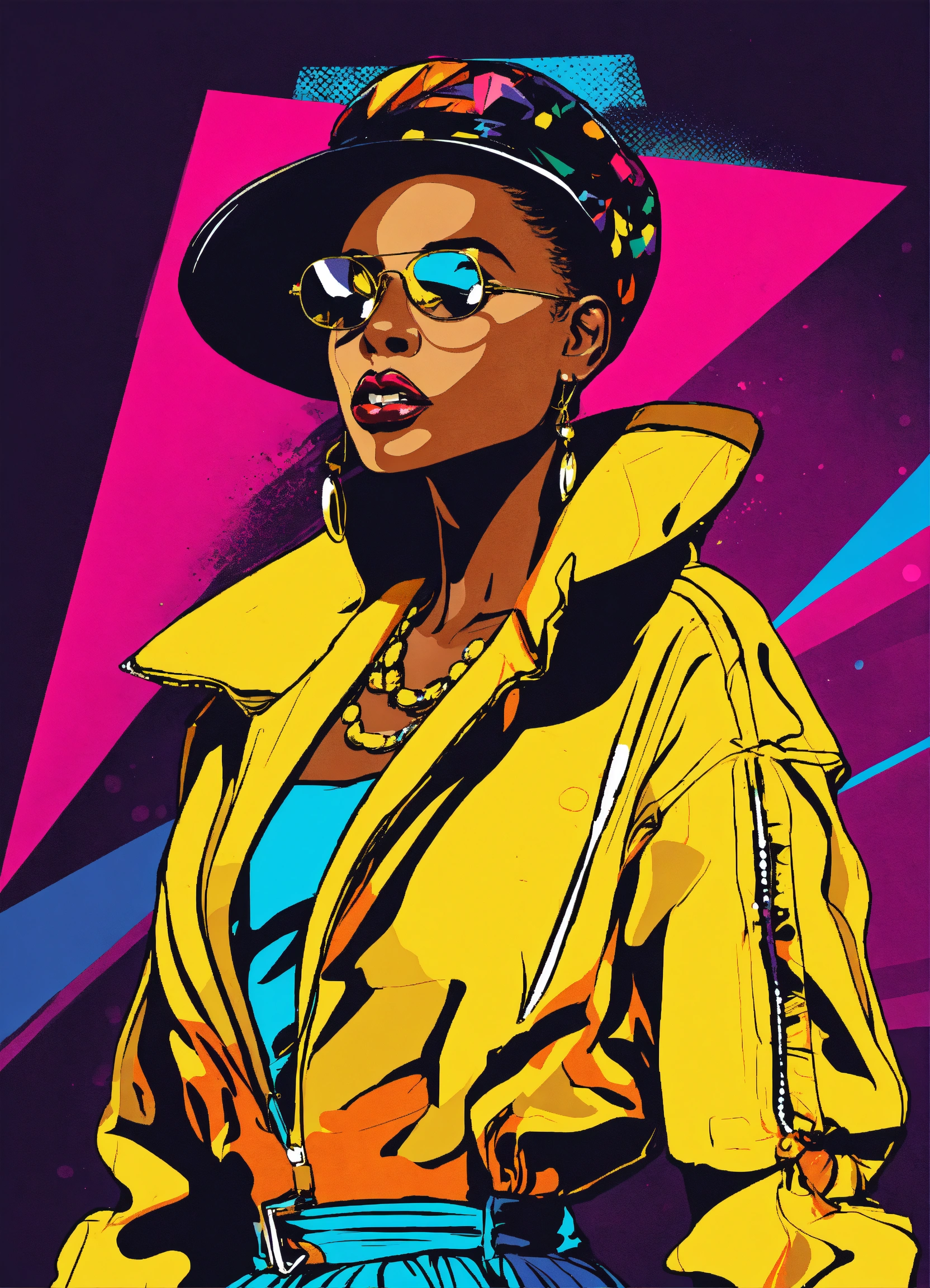 Lexica - Pop Art Runway Black Woman in high-fashion pop art outfit ...