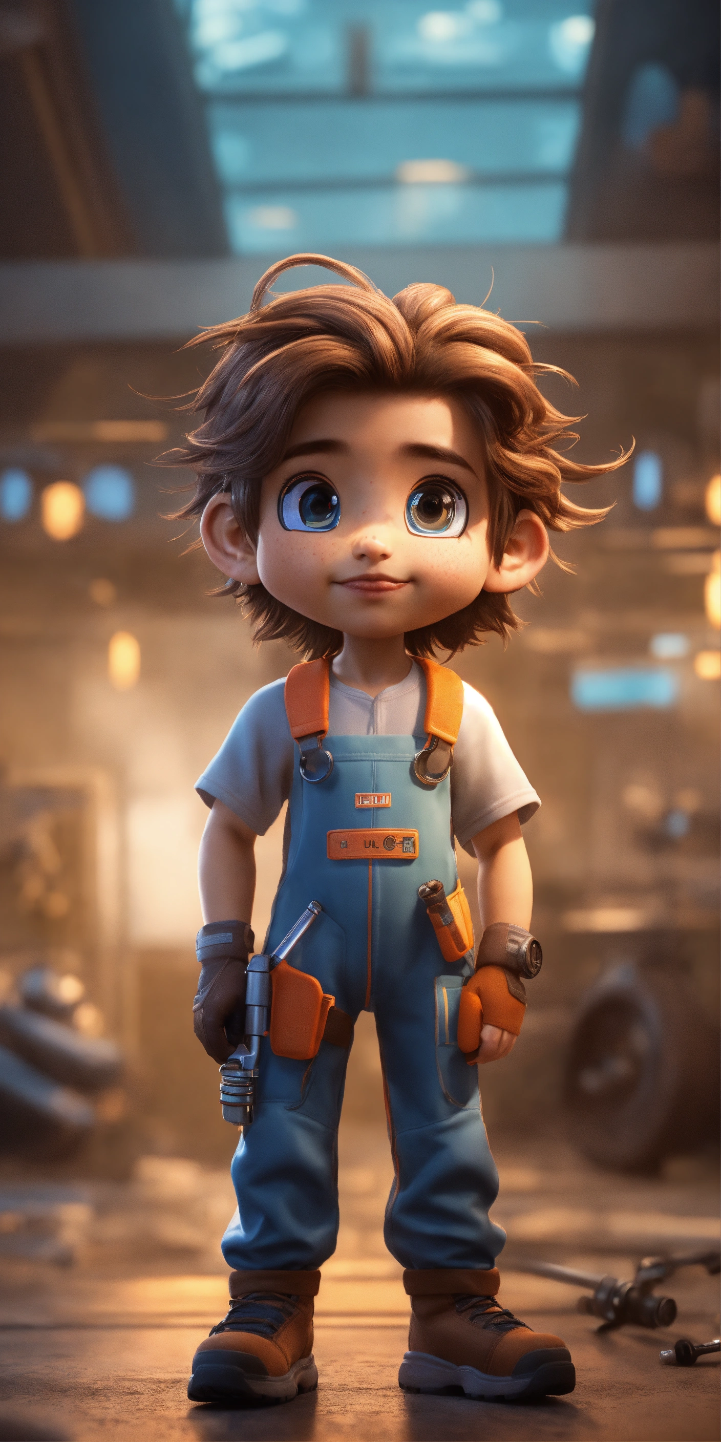 Lexica - Full-body 4D photographic image dressed as a mechanic, holding ...