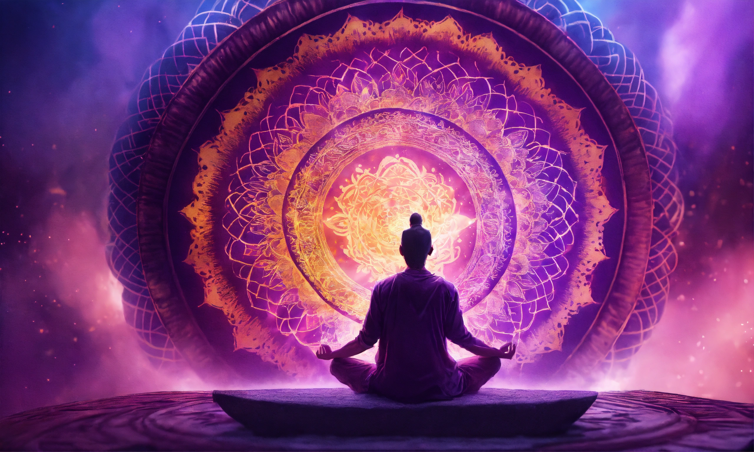 Lexica - A well built man meditating, mandala in background, sound ...