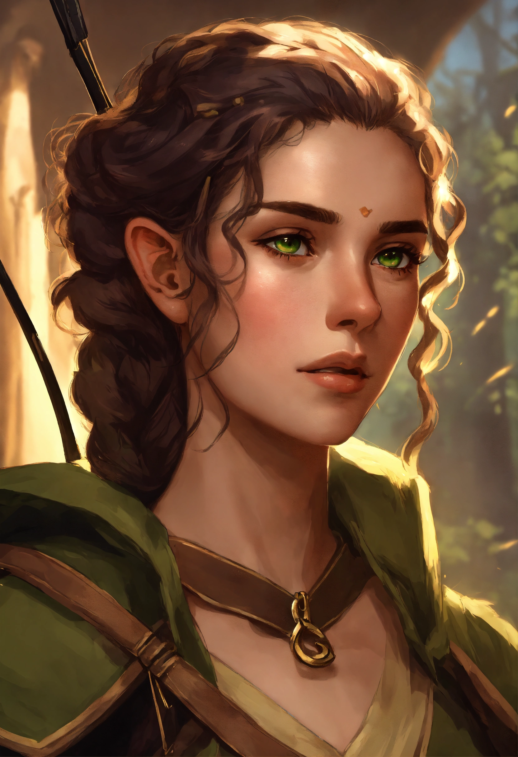 Lexica - Character art of a 24-year-old female wood elf, curly hair ...