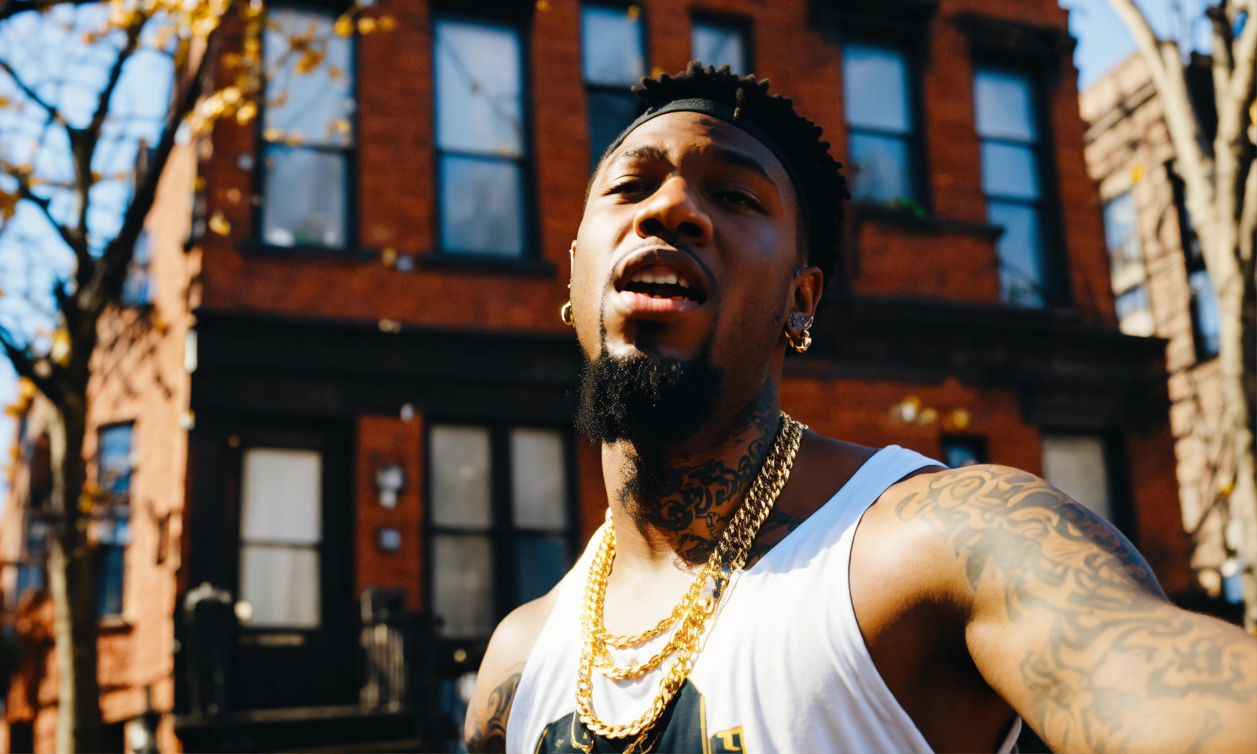 Lexica - Full body shot of rapper "Sheff G" rapping in a Brooklyn ...
