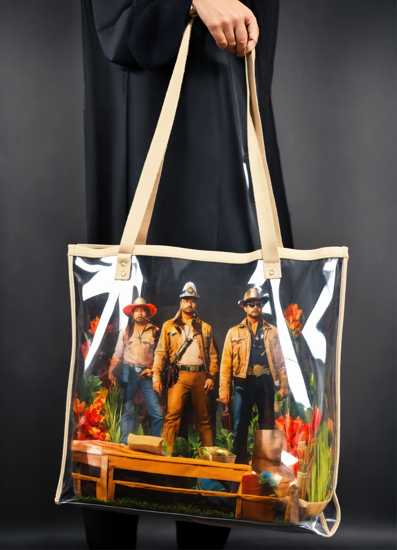 Lexica - Transparent weekender tote bag with village people inside, no ...