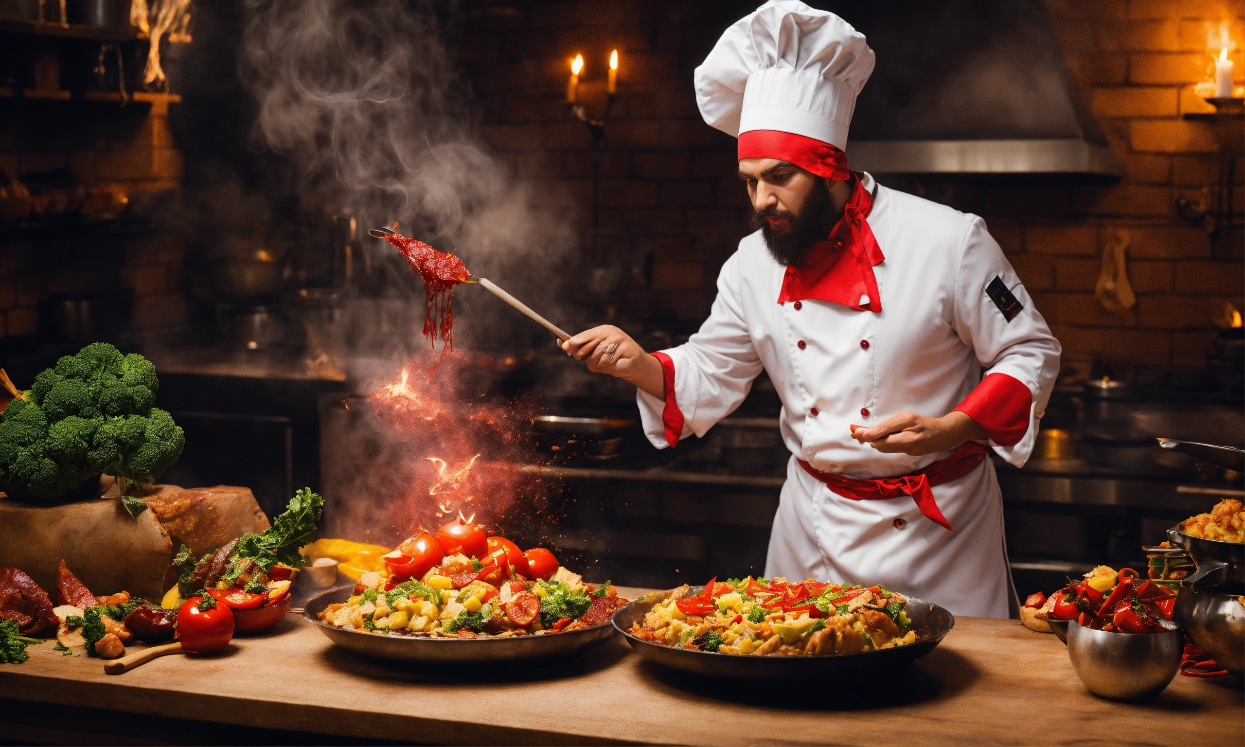 Lexica - Satan disguised as a chef casting his spell on the food