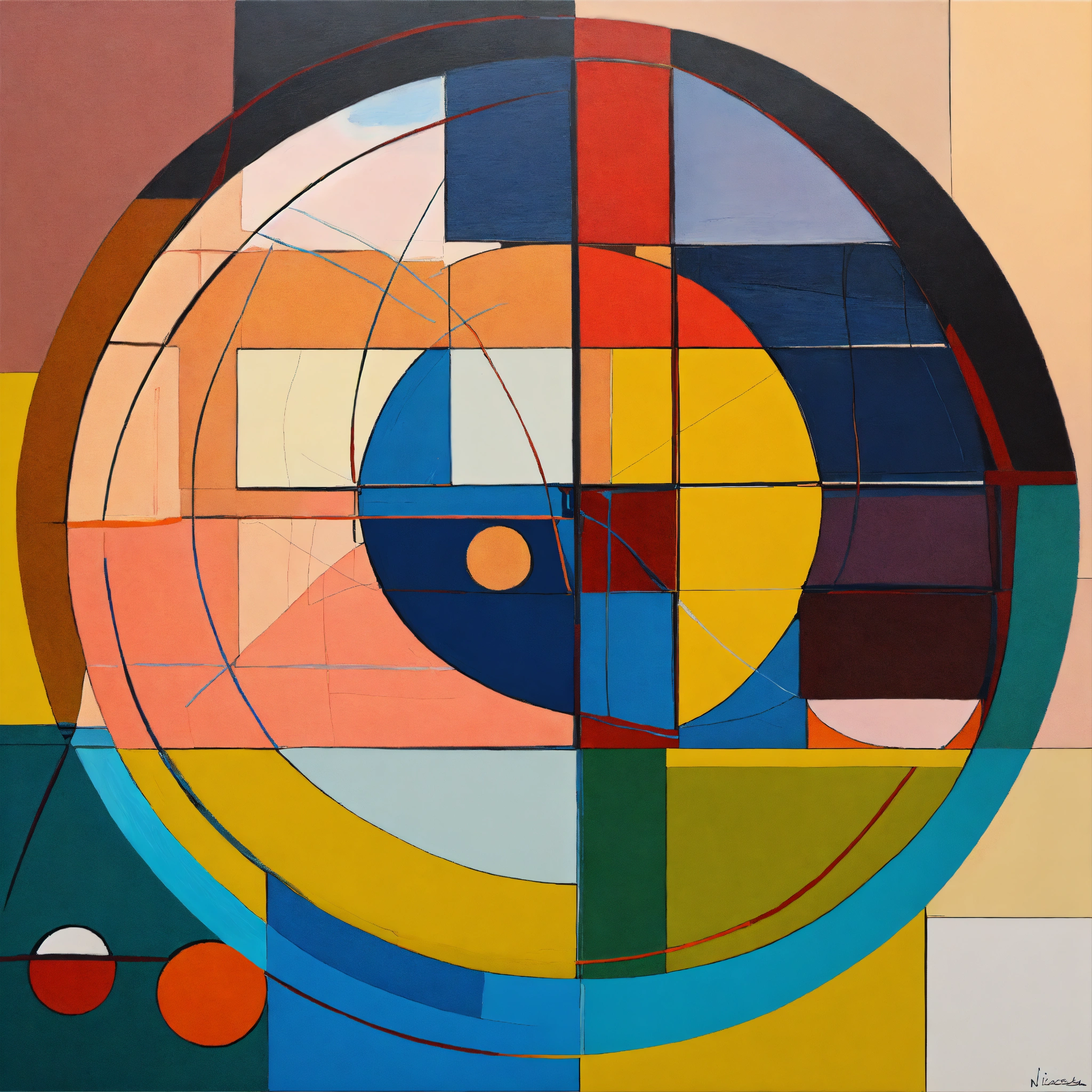 Lexica - Abstract line art, circle, oil painting, transparent, in style ...