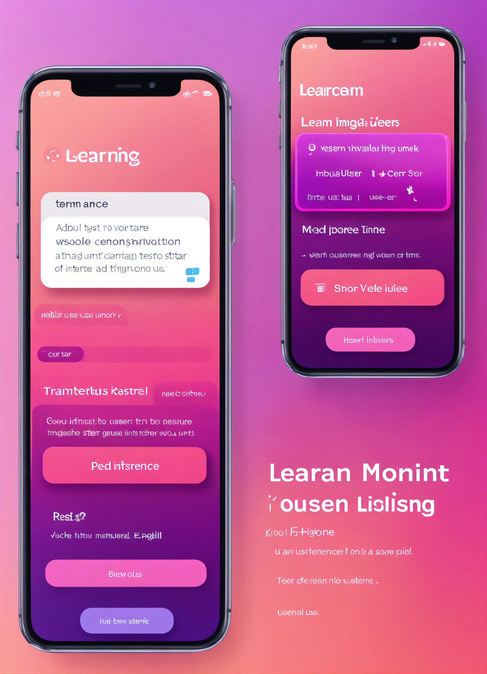 Lexica - Create a user interface that says "Learn English" with a gradient background ...