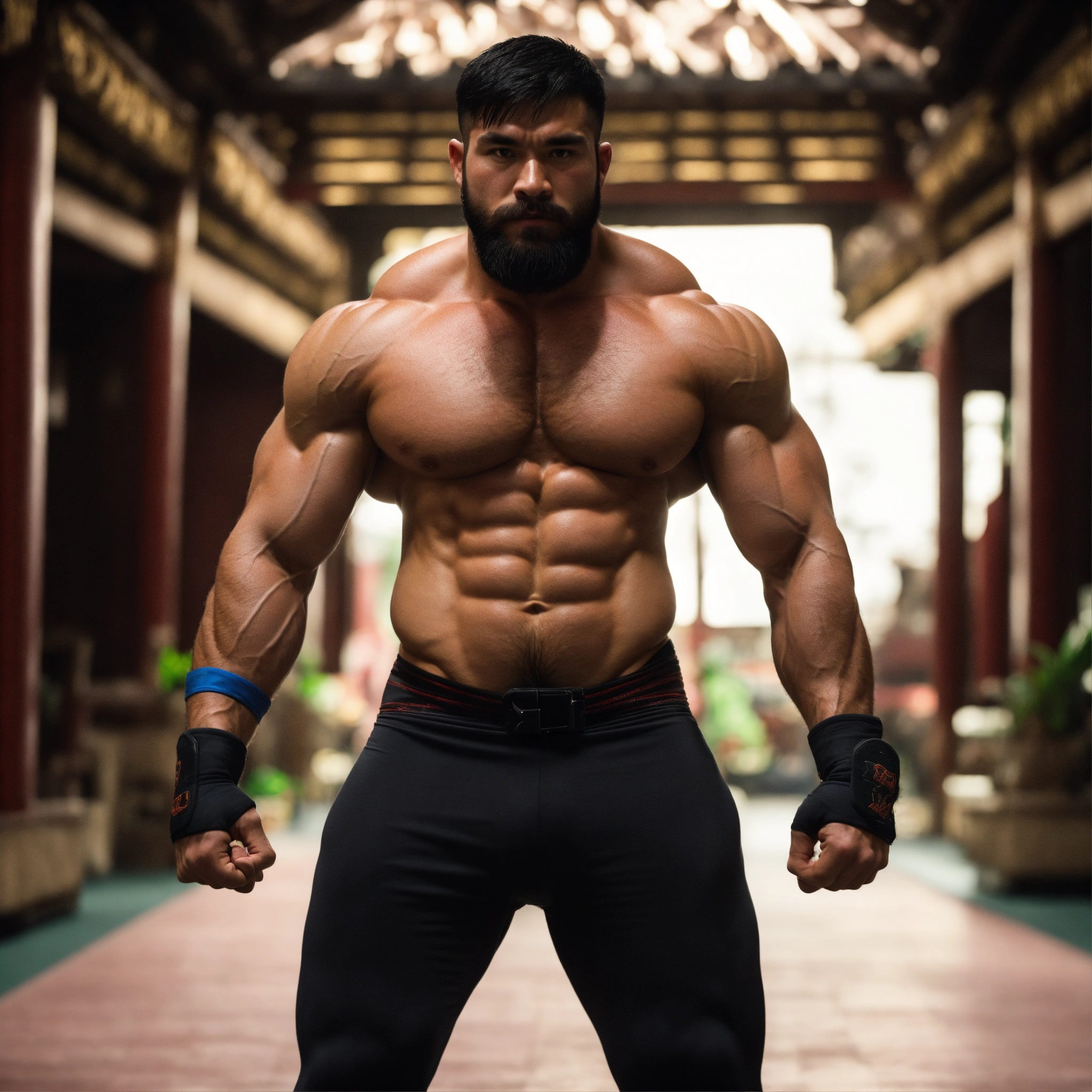 Lexica - 30-year-old hairy man with big muscles, Kung Lao, big ...