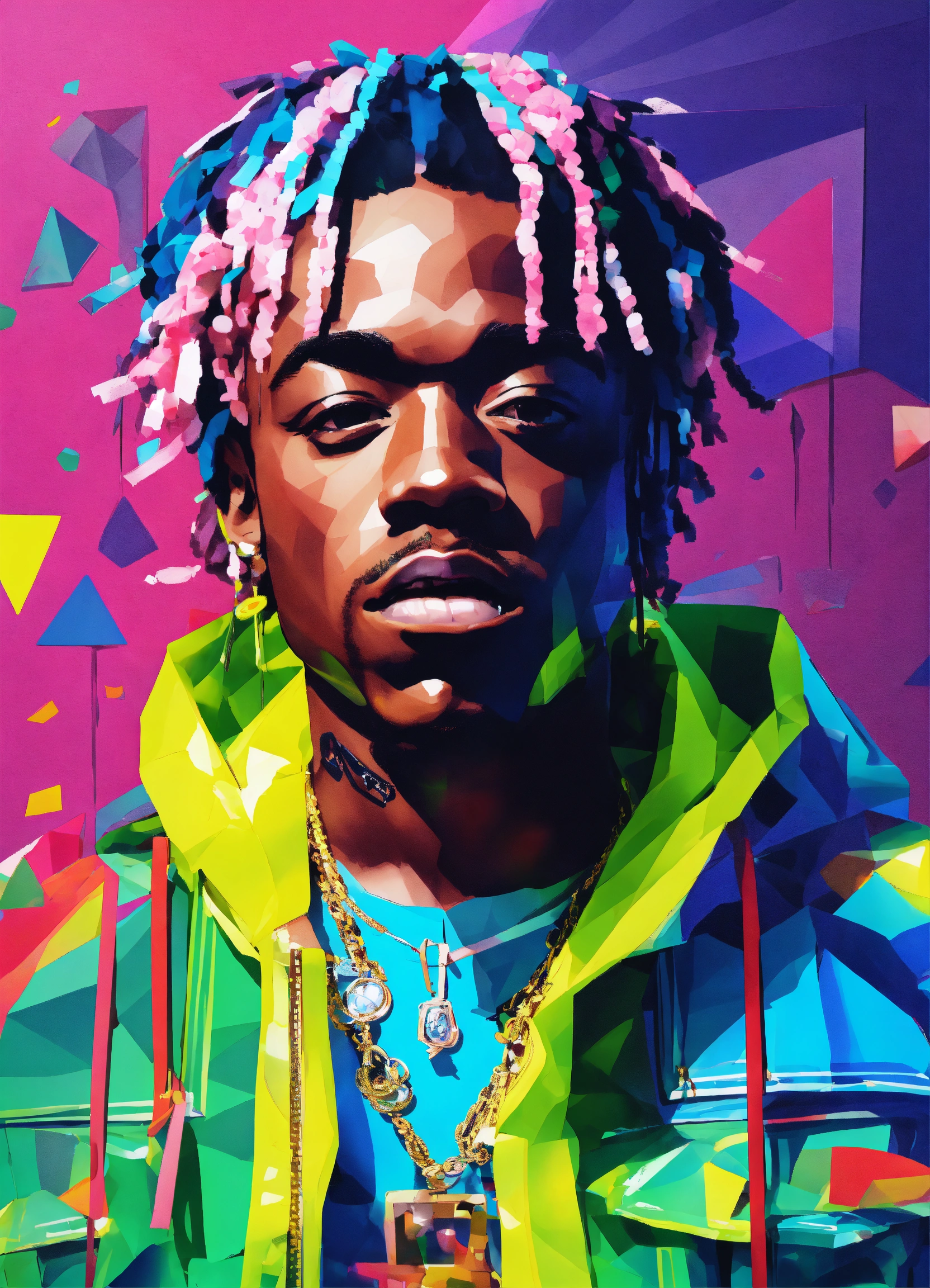 Lexica - Portrait of lil uzi vert verry abstract poligon style 3d