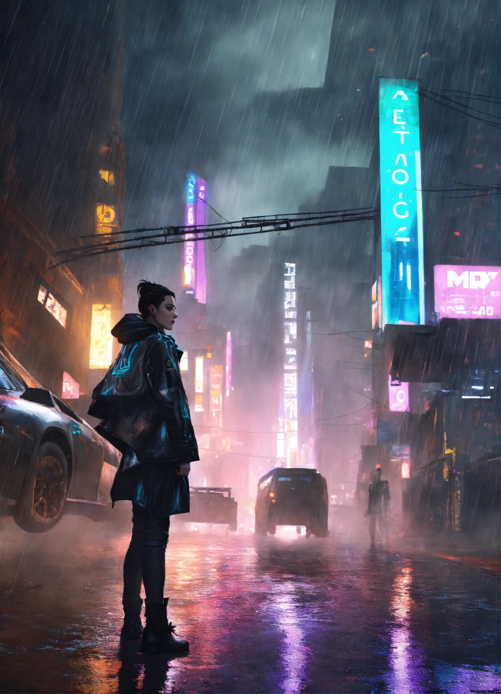 Lexica - Detroit Become Human Maggie Lindemann Rain pouring down on a ...