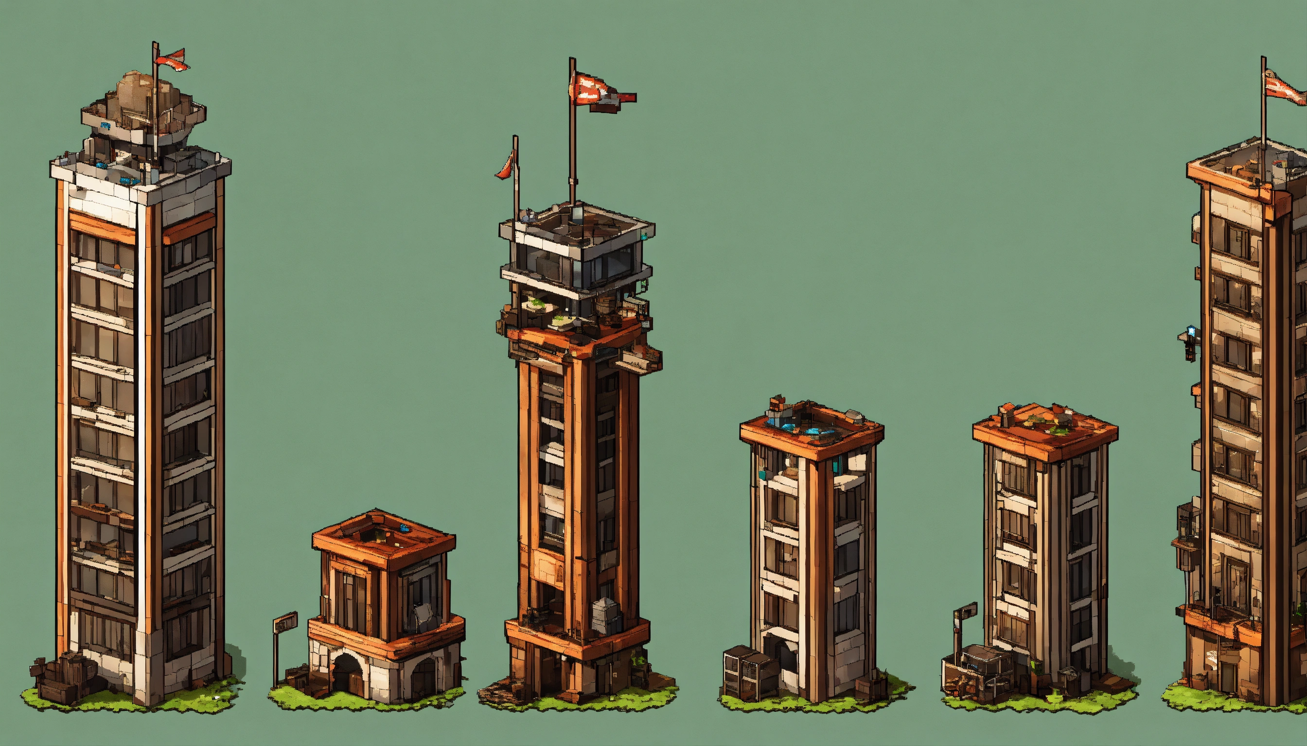 Lexica - Simple clean blocky 2d isometric pixel concept sprites of an ...