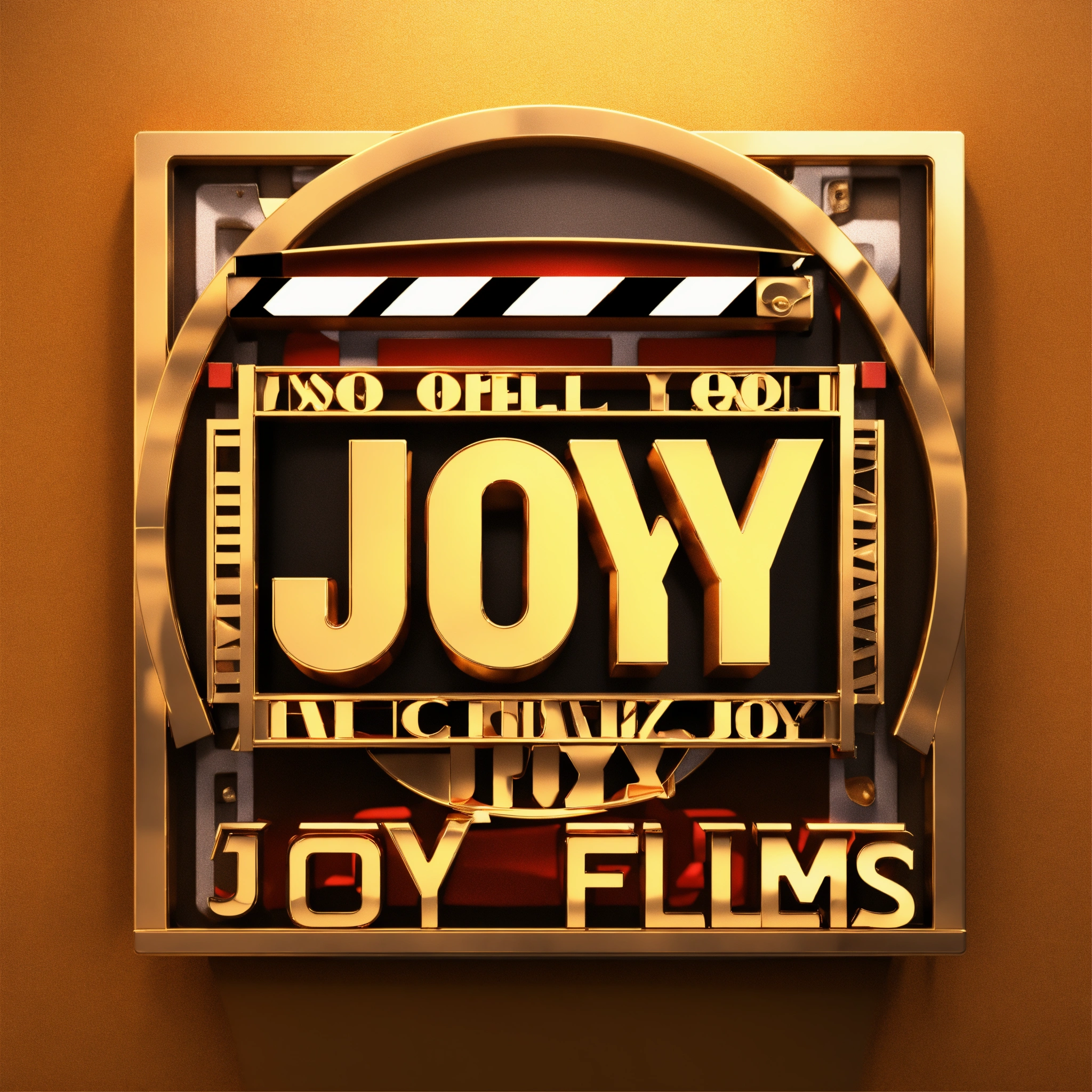 Lexica - Movie production logo, text composition "joy films", 3d metallic logo, happiness and ...