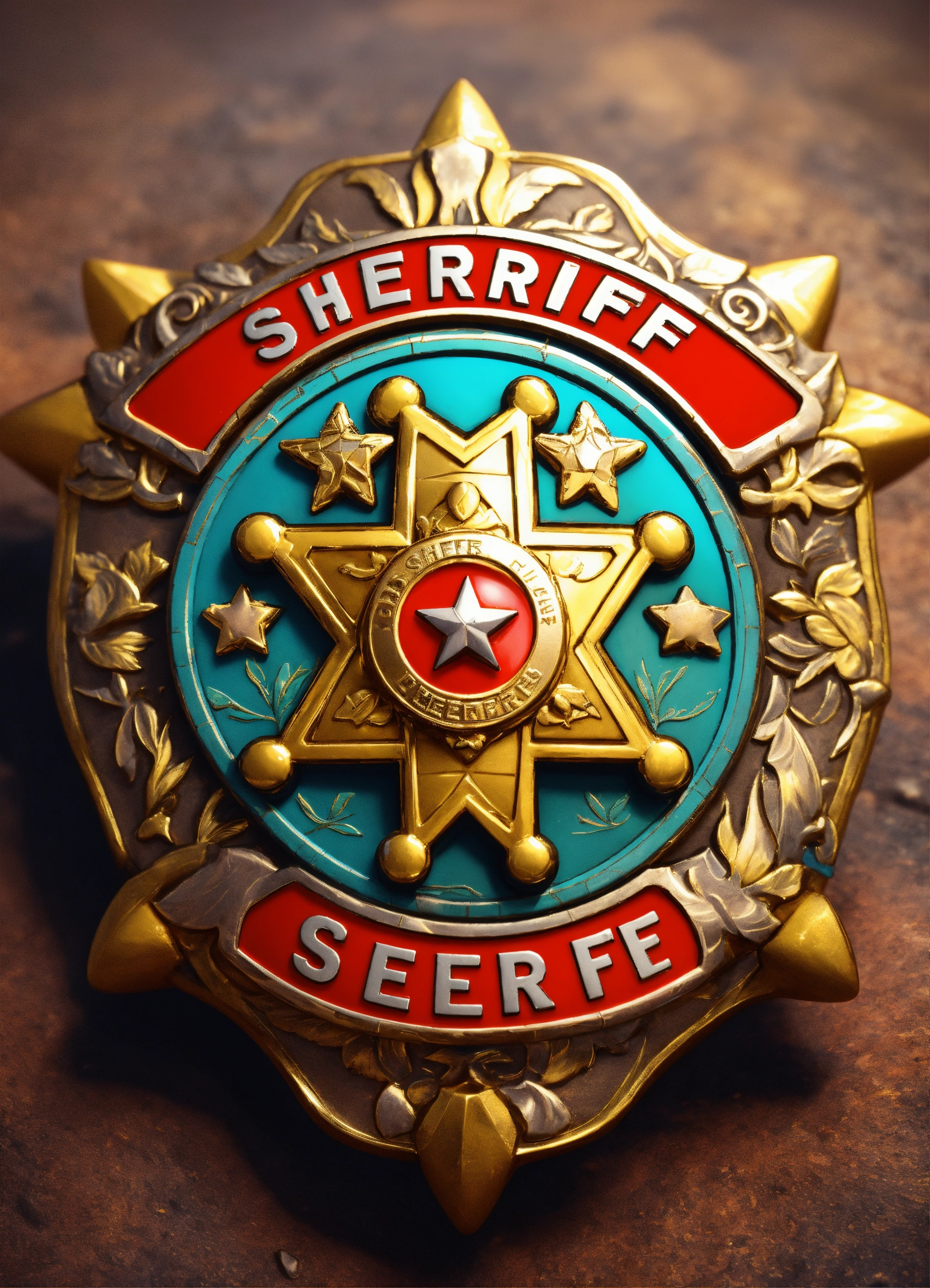 Lexica - Sheriff badge - game art, realism, western theme, colorful, 3D ...
