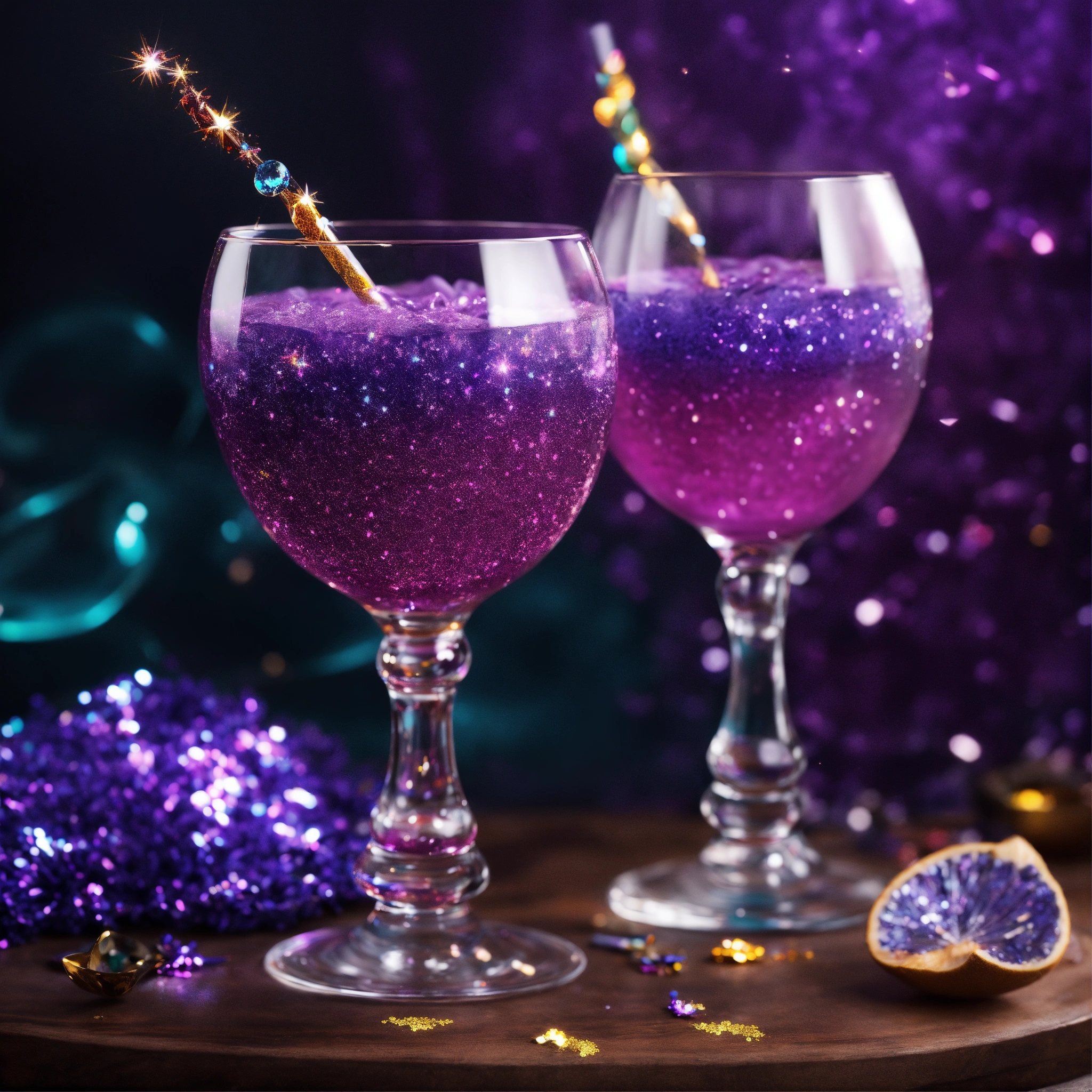 Lexica - Hyper realistic magical vibrant glitter purple wizard drink in ...