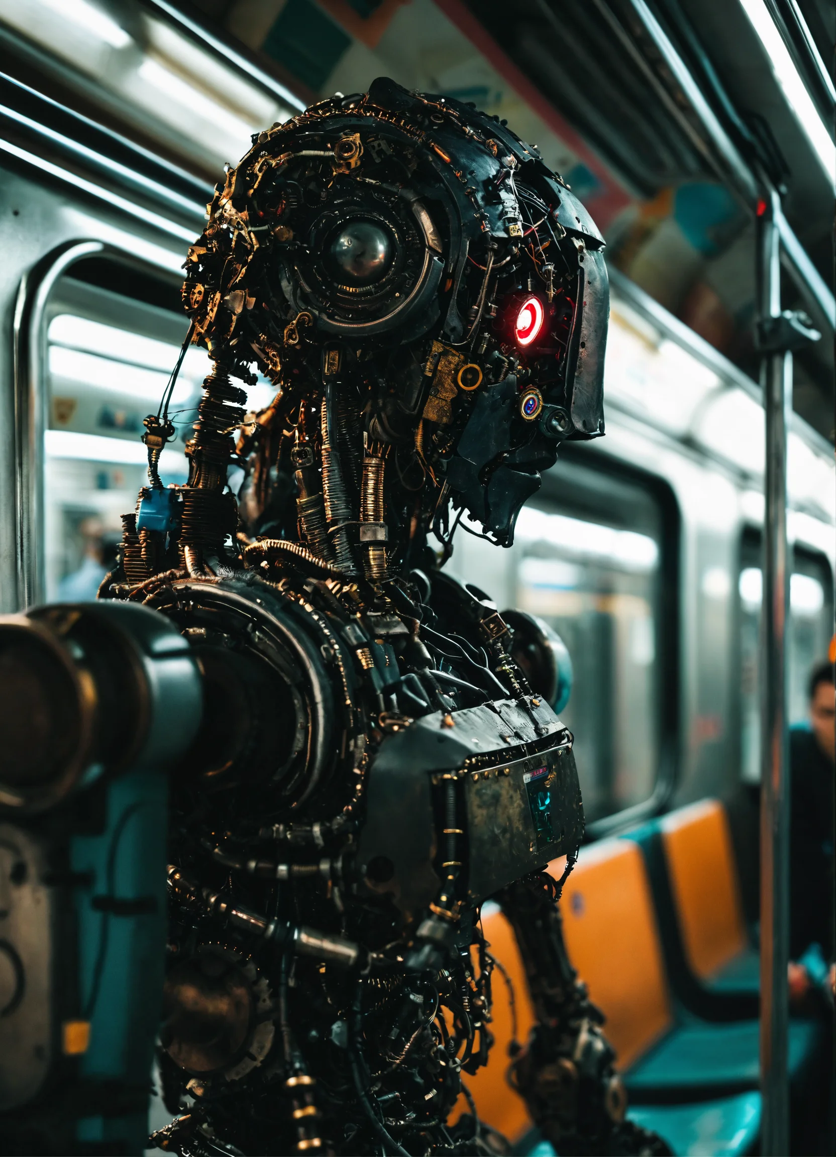 Lexica - Dark aesthetic, futuristic mechanical robot with gears and ...