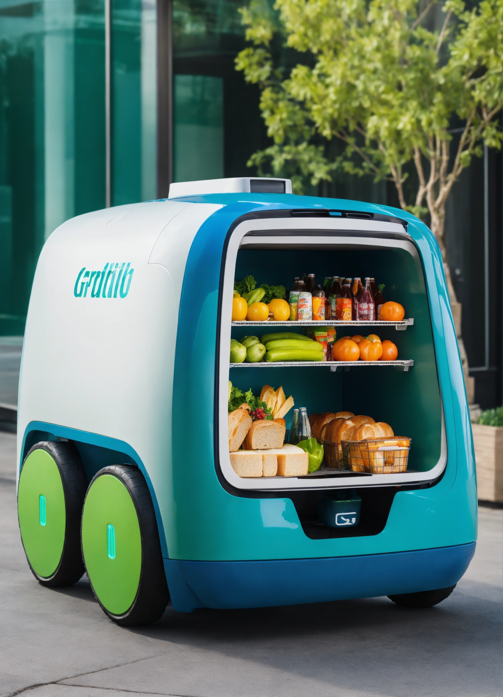 Lexica - Autonomous Grocery delivery vehicle , grocery bags inside with ...