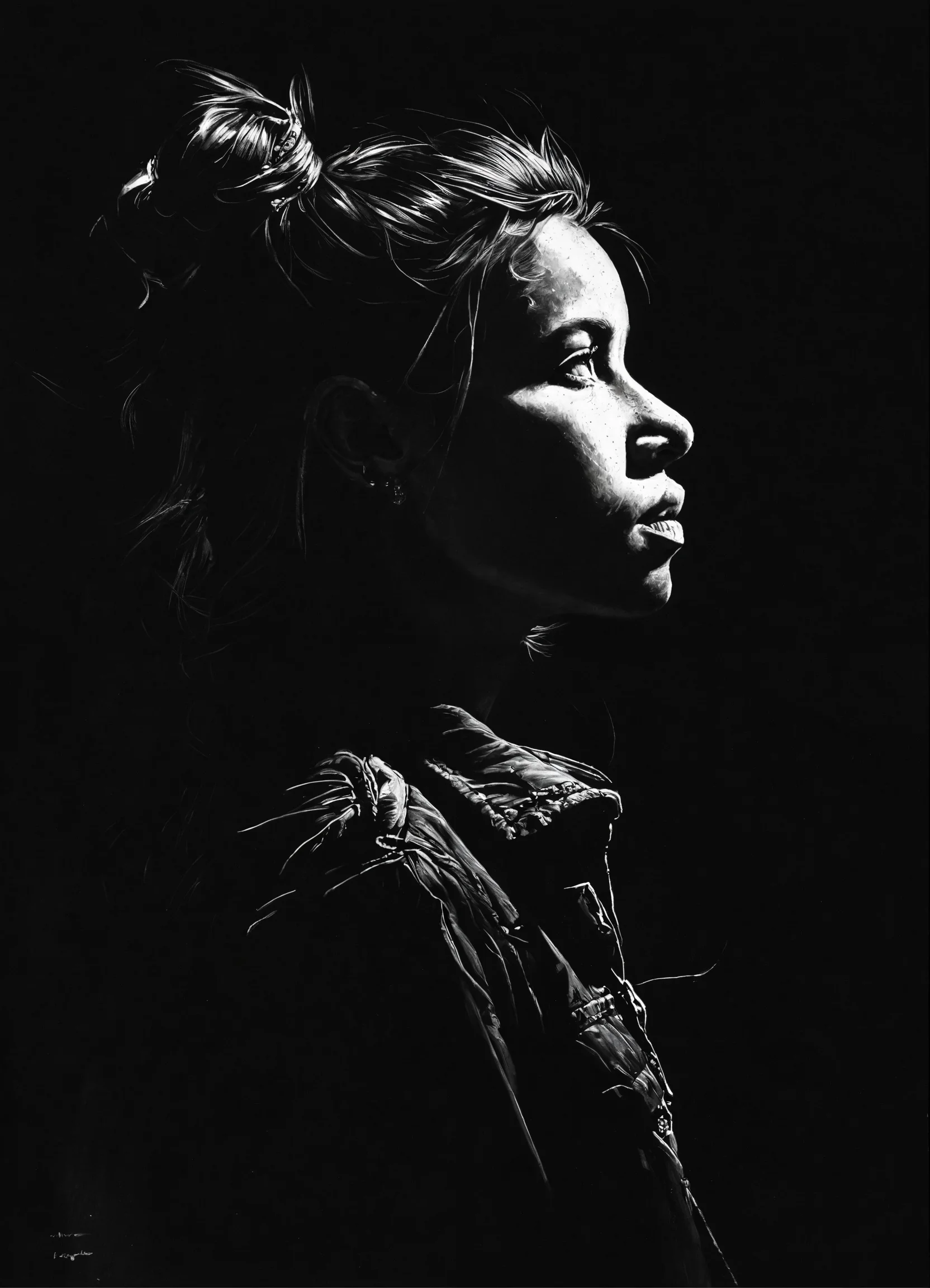 Lexica - Inspiring portrait drawing with black background