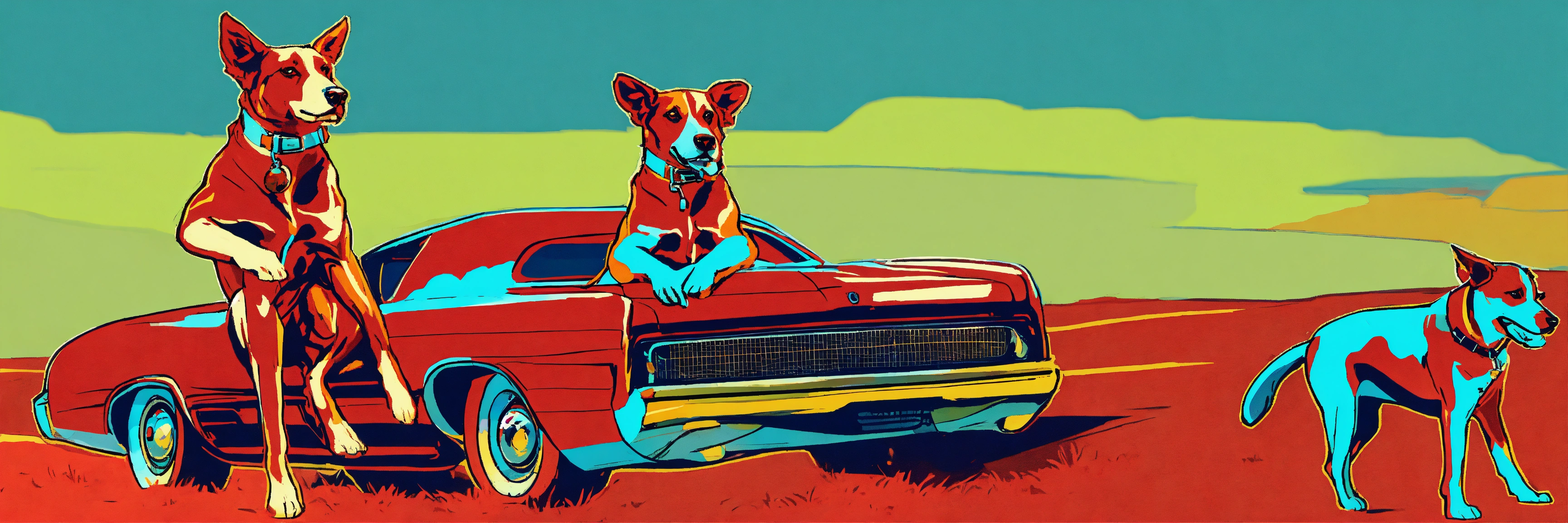 Lexica - A red dog-vet in pop art style