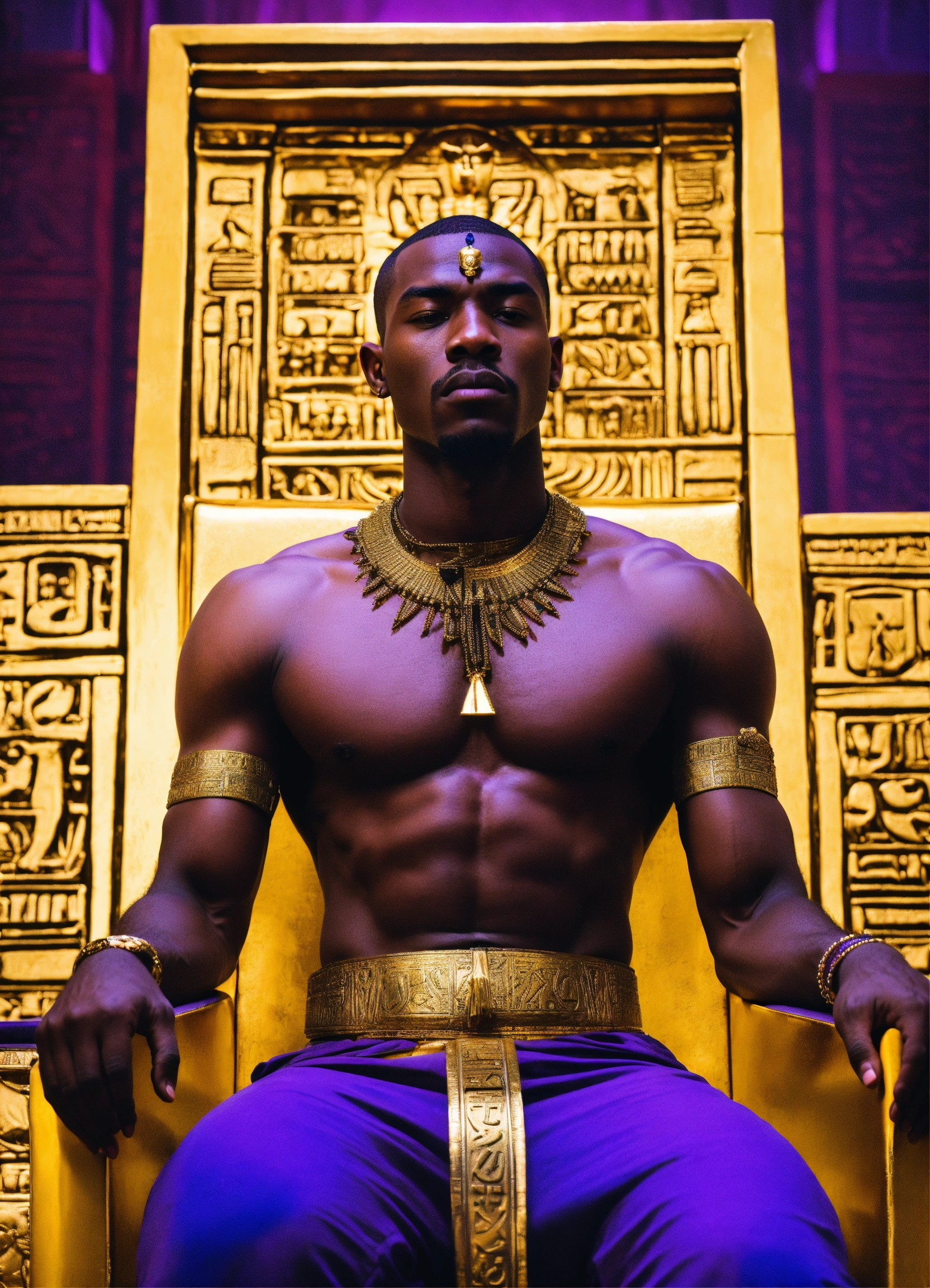Lexica - A symmetrical huge aesthetic physique close-up of an African ...