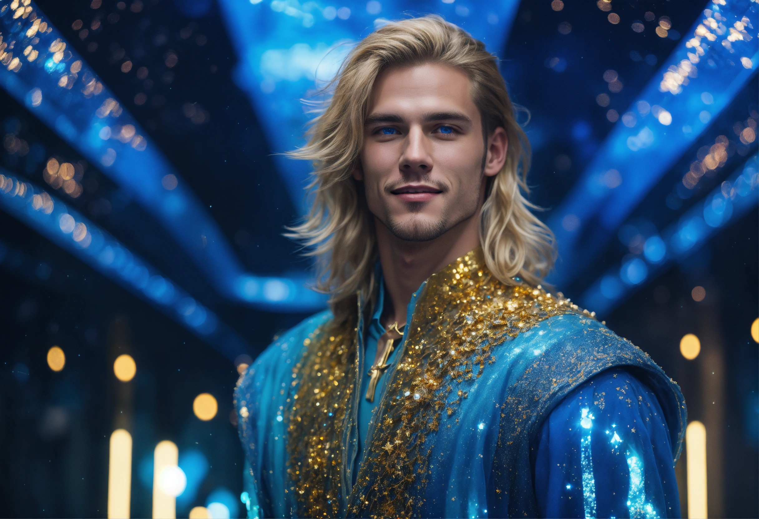 Lexica - Big portrait cosmic Male, Blond, blue eyes, in a galactic ...