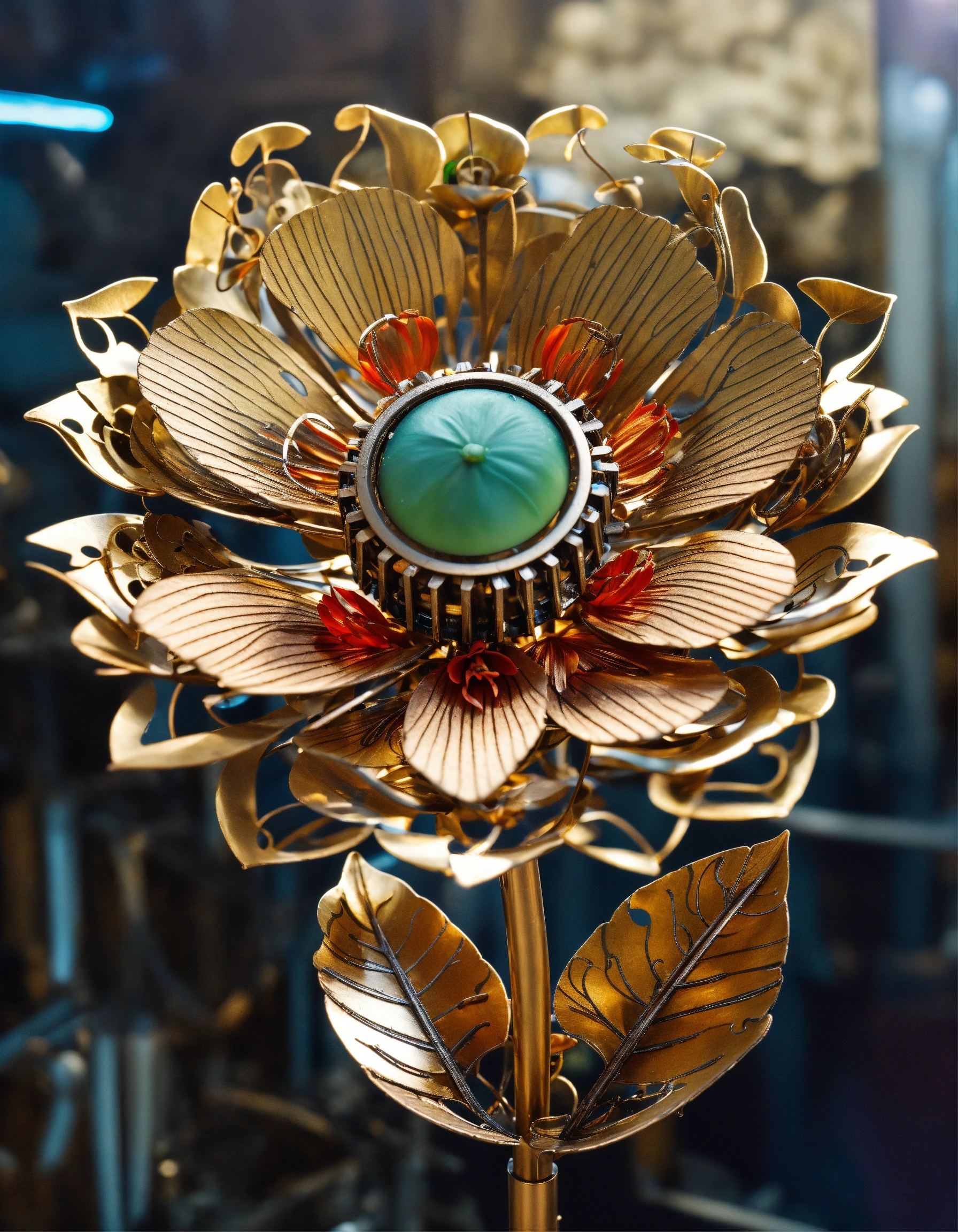 Lexica - Complex multi-layered metal mechanical steampunk flower on a ...