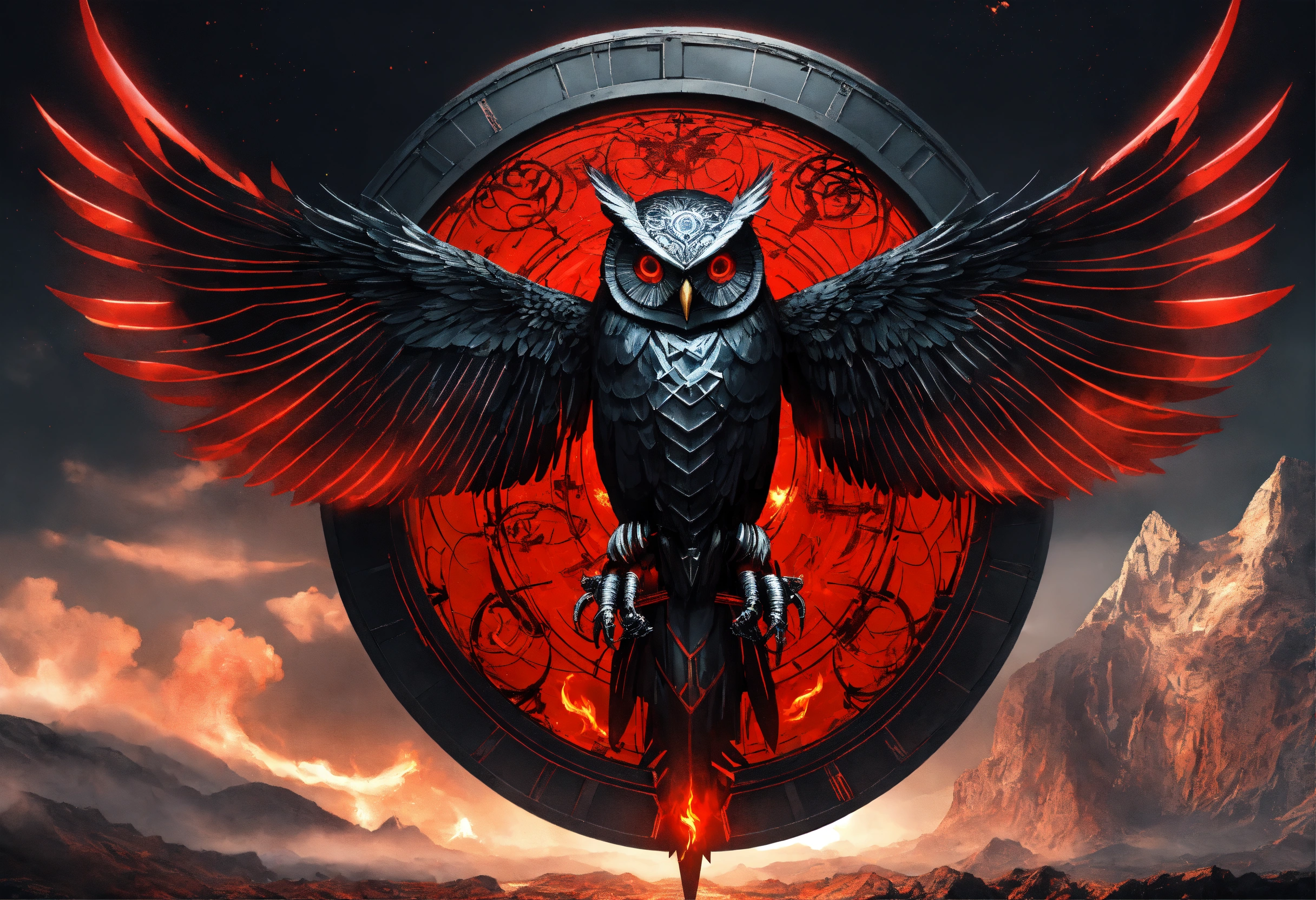 Lexica - Dark Evil Black, Red and black digital occultic sigil owl ...