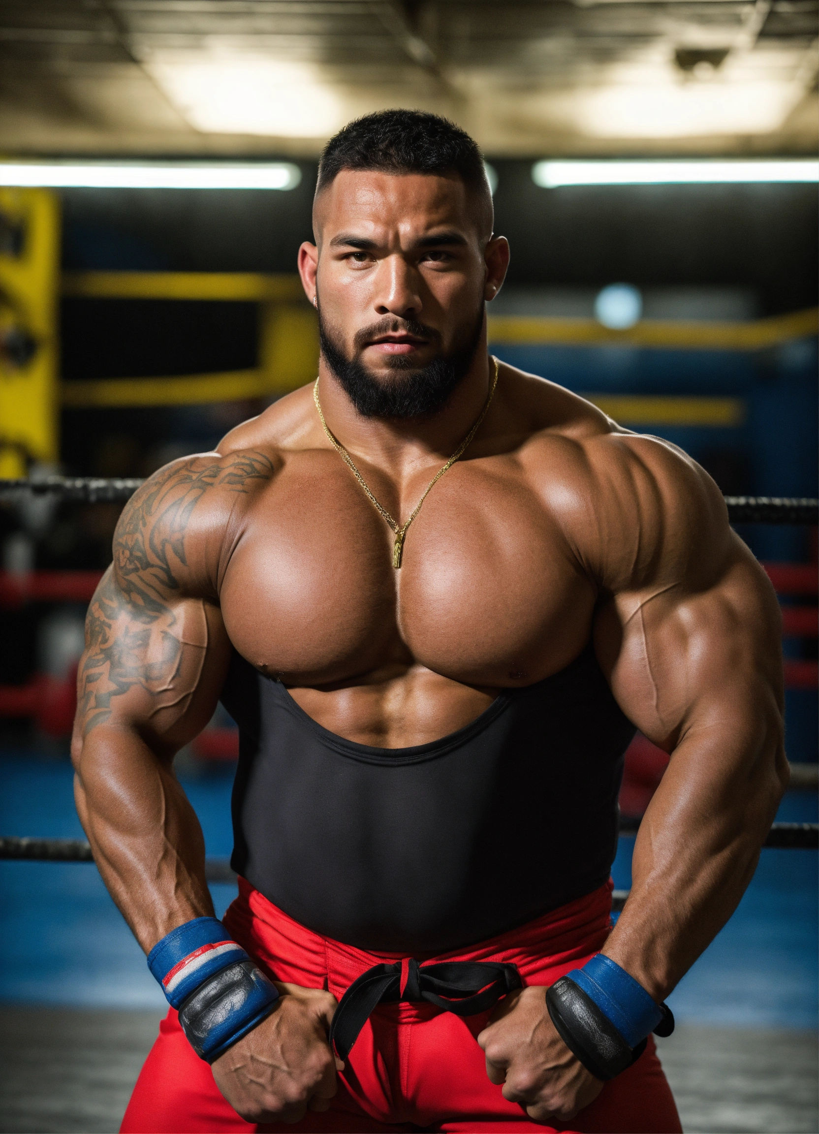 Lexica - 30-year-old wrestler with big muscles in a dojo, bodybuilder ...