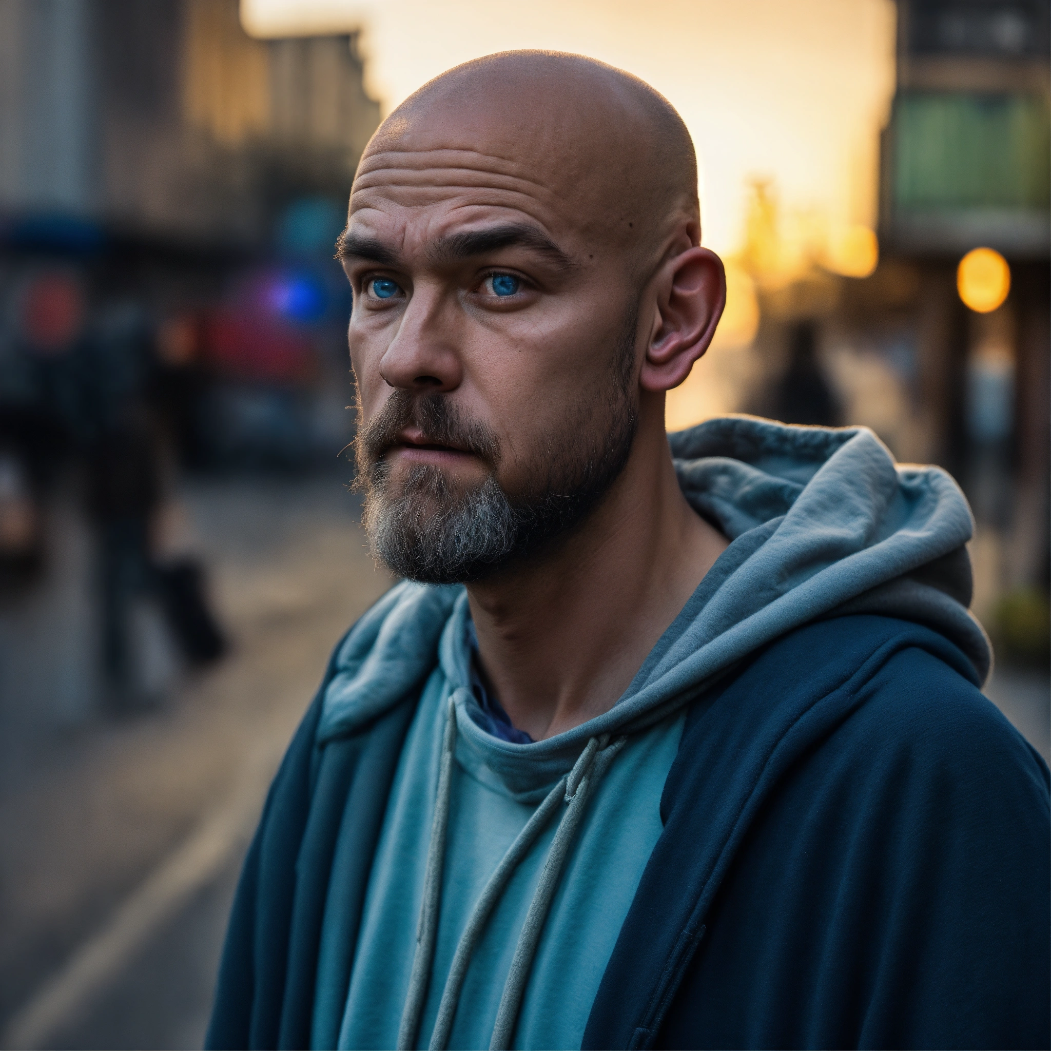 Lexica - A HOMELESS HUGE MAN WITH A HUGE LUMPY BALD HEAD, A TINY GOATEE ...
