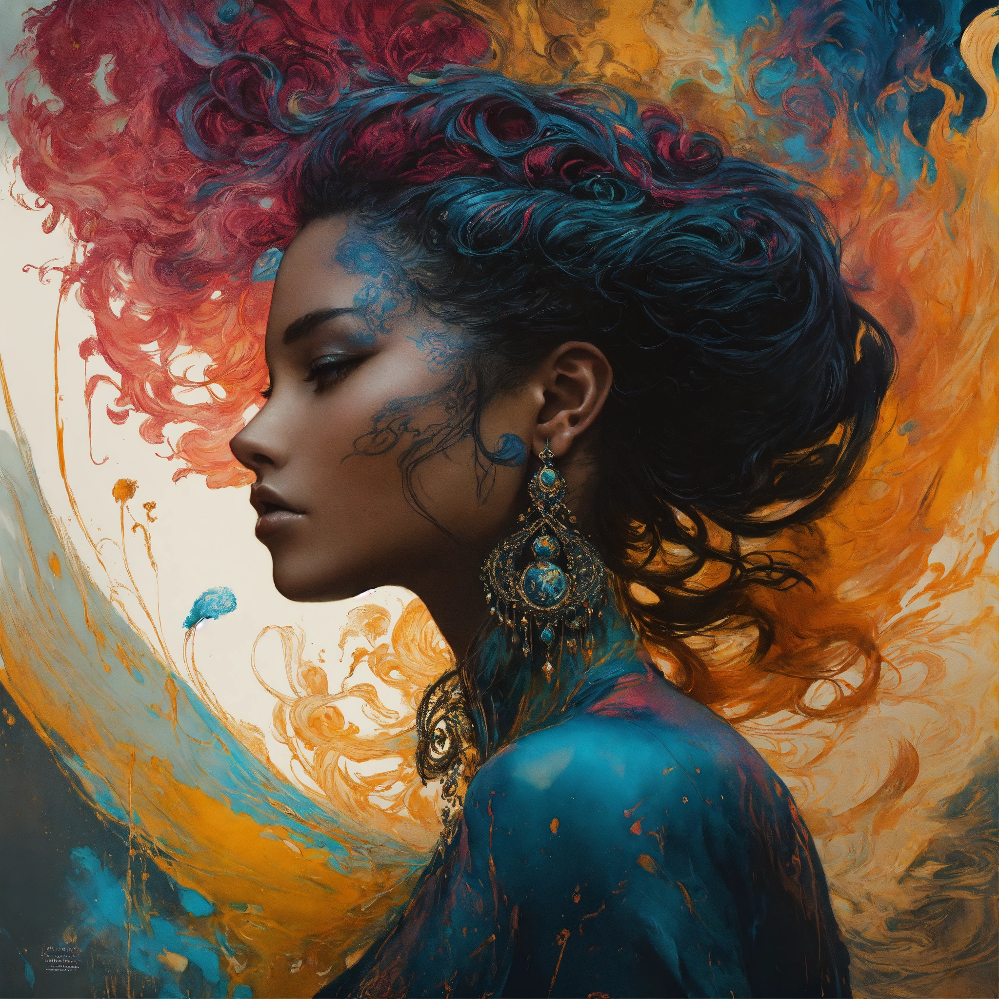 Lexica - Colorful beautiful woman Black ink flow 8k resolution ...