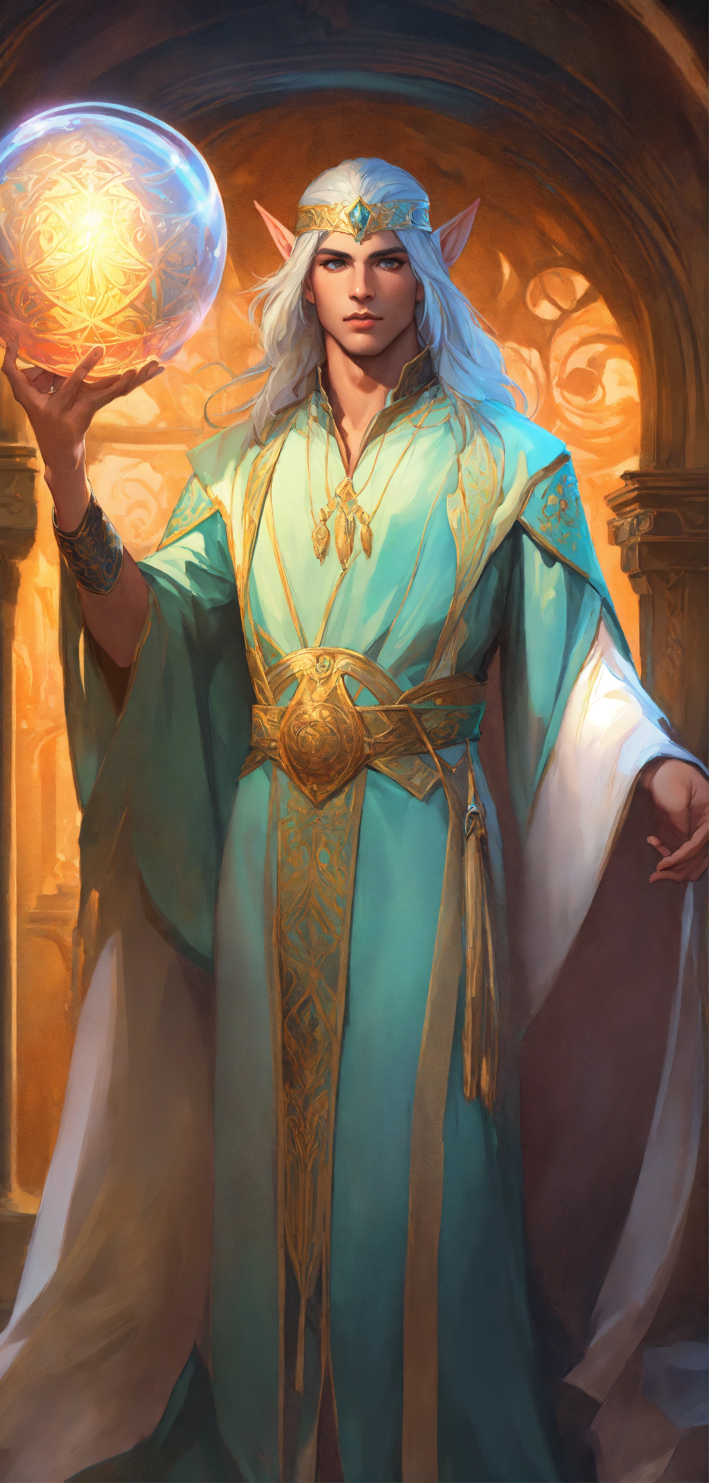 Lexica - Handsome Persian Male Elf Wizard with magical orb, high ...