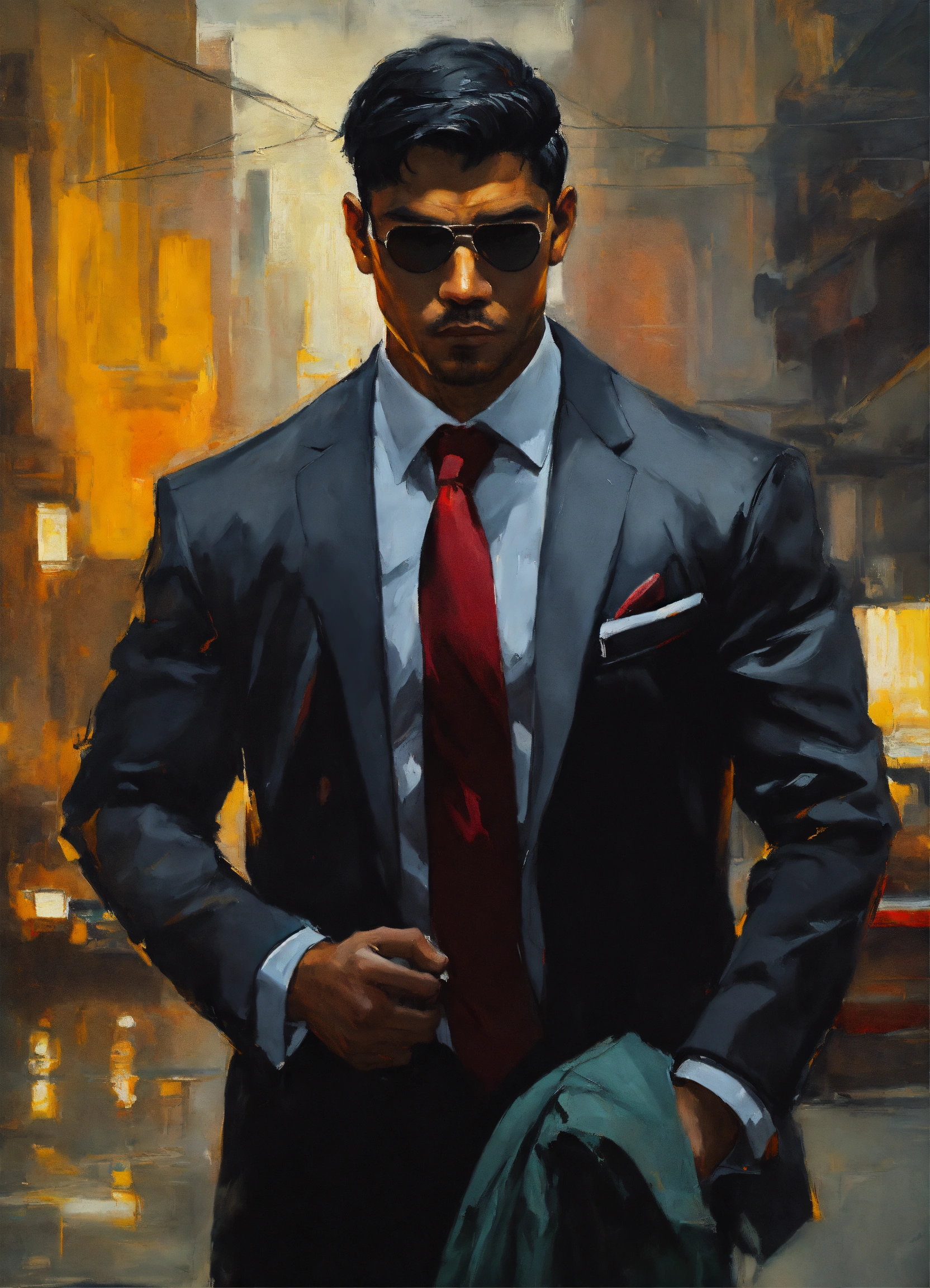 Lexica - Noir high Tech male southeast Asian Indian, bodyguard, smart ...