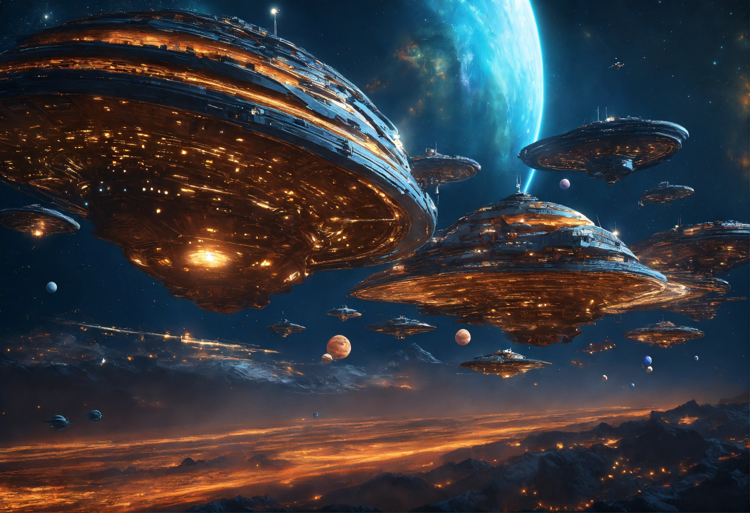 Lexica - Gigantic spaceship fleet with thousends of spaceships far away ...