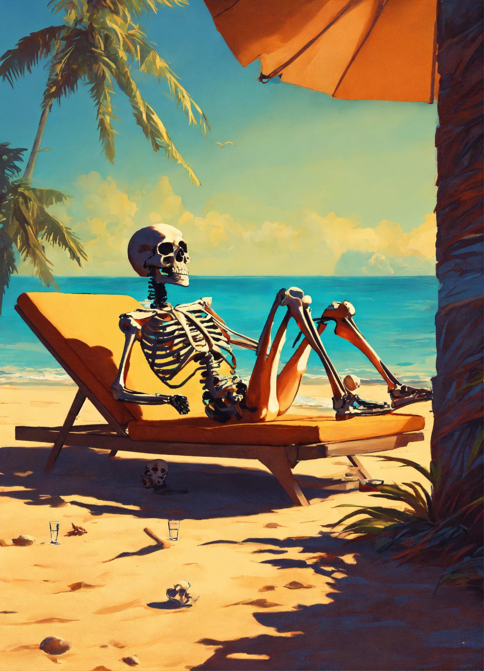 Lexica - Nuclear explosion, Skeleton lies on a sun lounger, hands ...