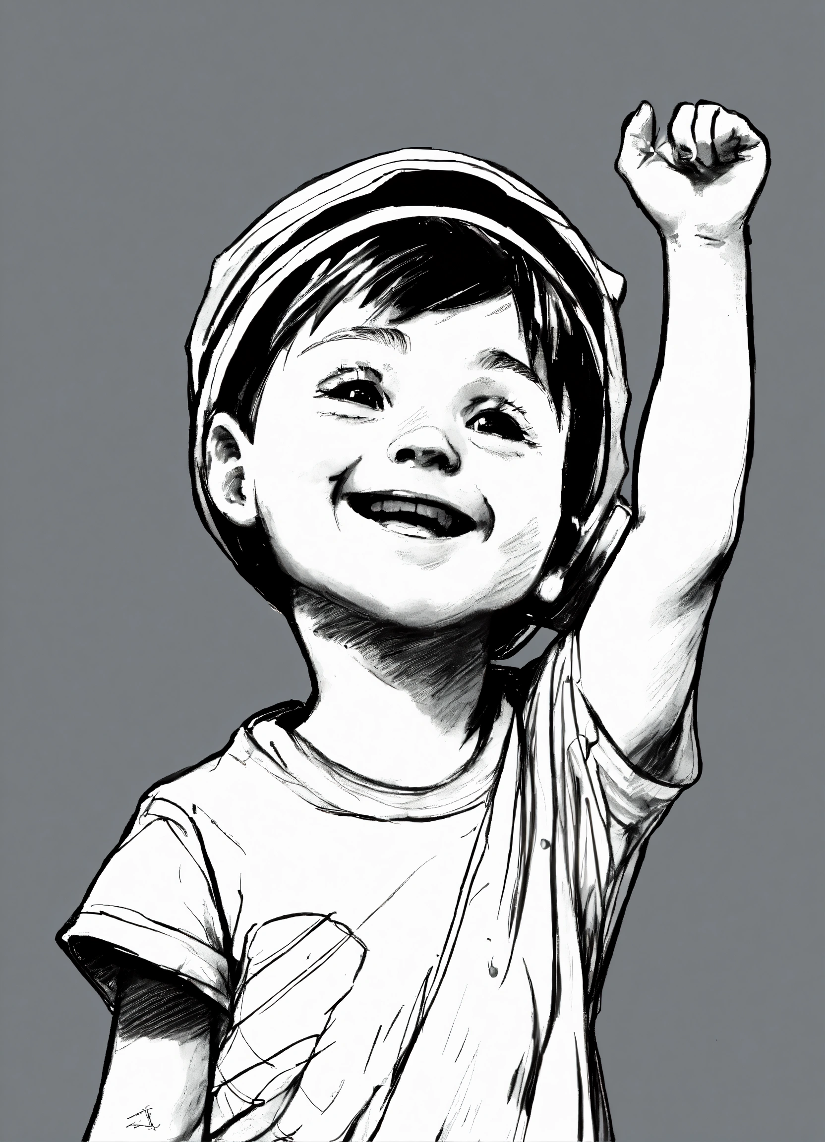 Lexica - A cute, happy boy drawn from the profile. Looking to the side ...