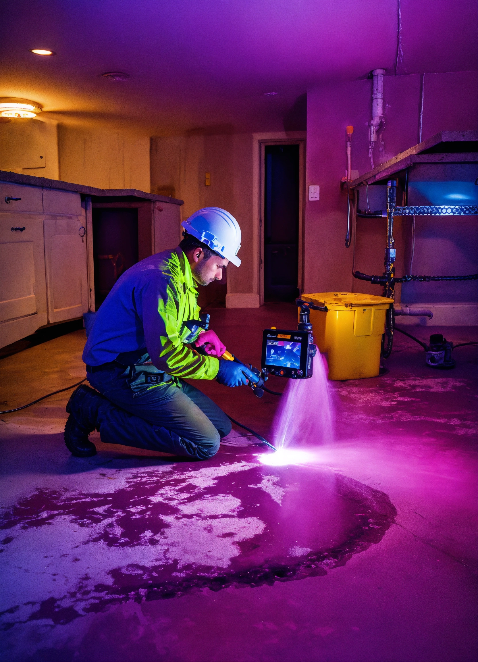 Lexica - Purple color plumber using specialized equipment, such as a ...
