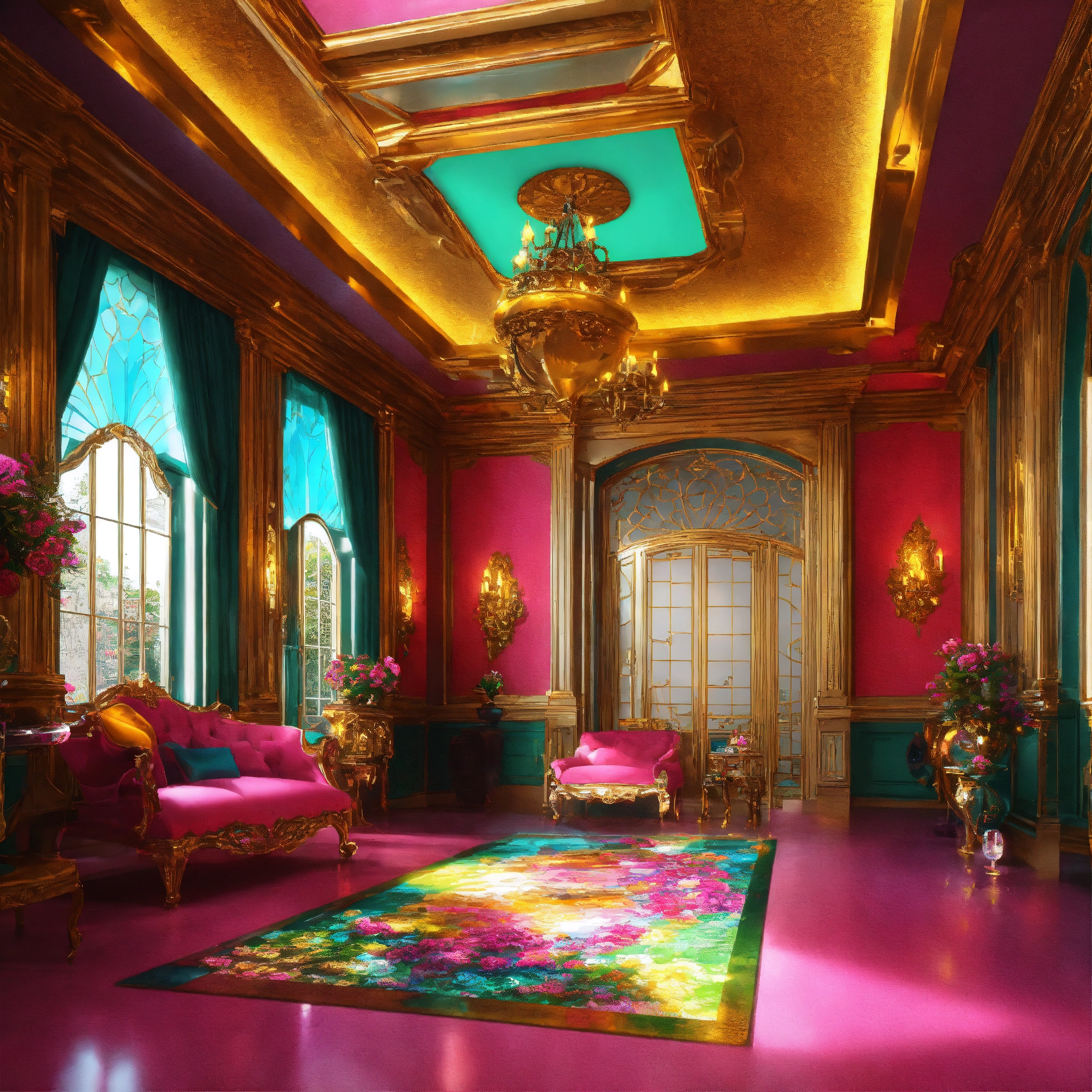 Lexica - Futuristic beautiful French mansion interior glamorous ...