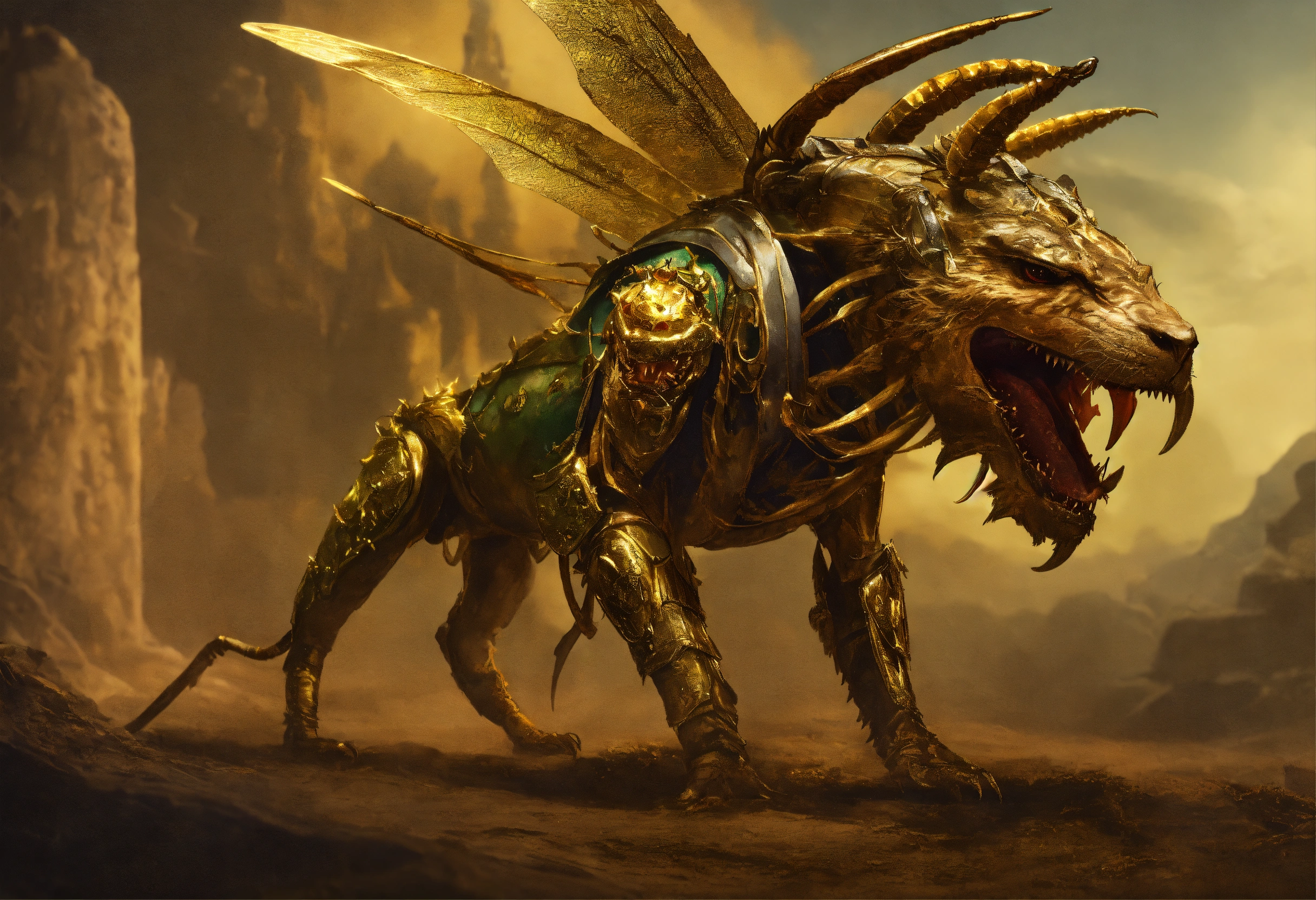 Lexica - A creature that looks like a locust with a man’s face, woman’s ...