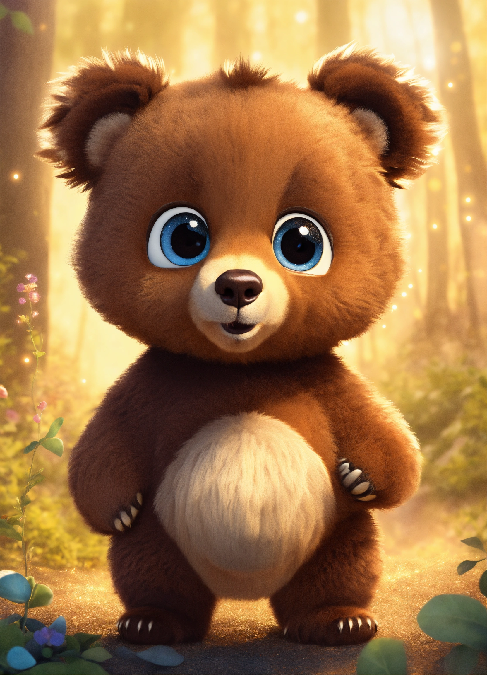 Lexica - "An adorable baby bear cub with oversized, sparkly eyes ...